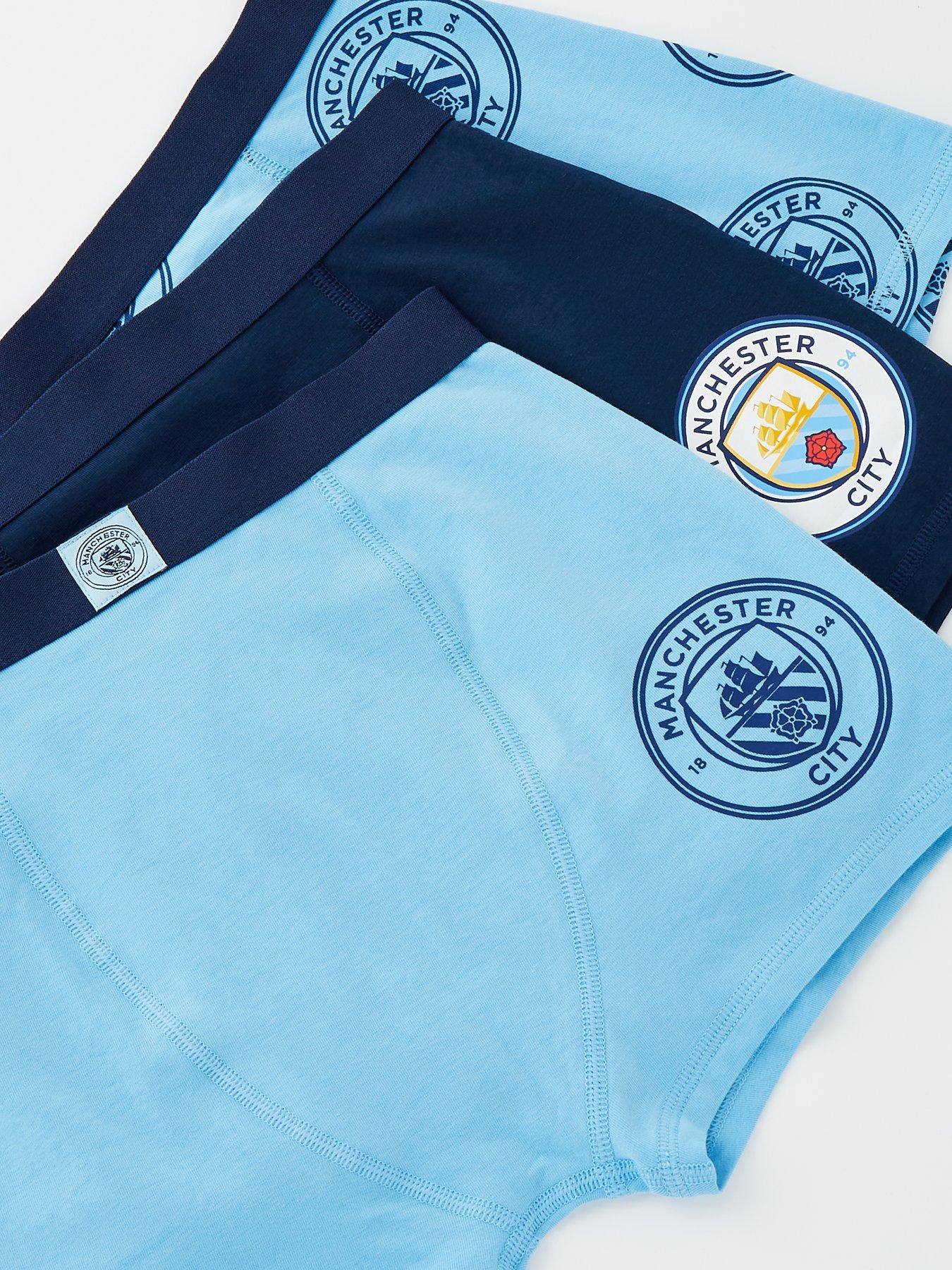 Manchester City Football 3 Pack Boxer Trunks - Blue | Very