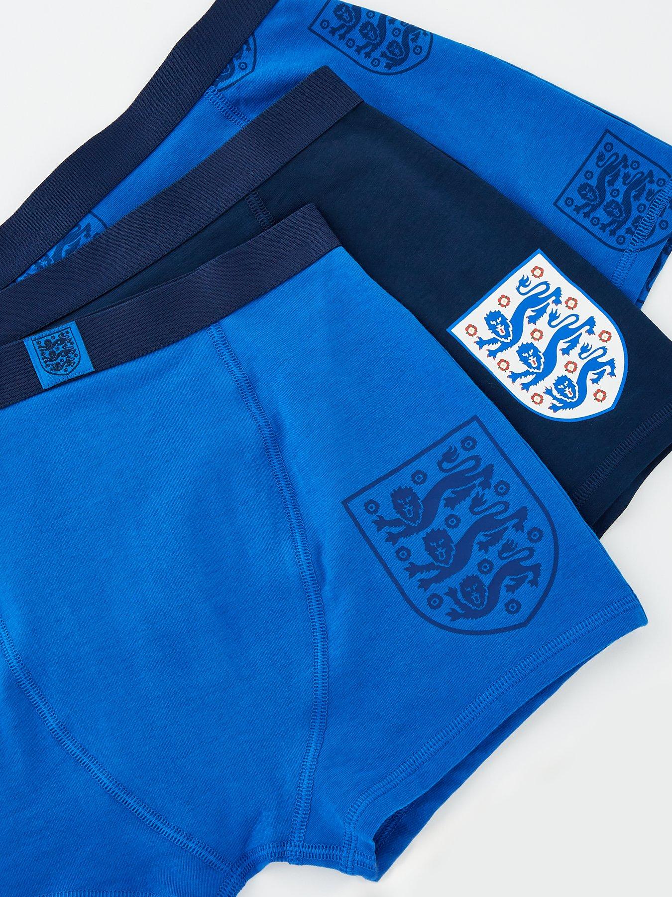England Football 3 Pack Boxer Trunks - Blue | Very