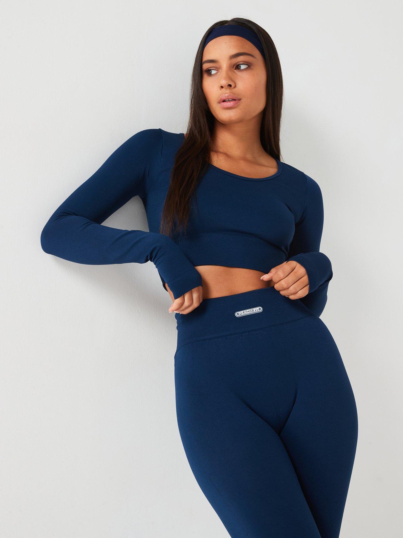Peach Fit Womens Amber Seamless Long Sleeve Top - Navy | Very