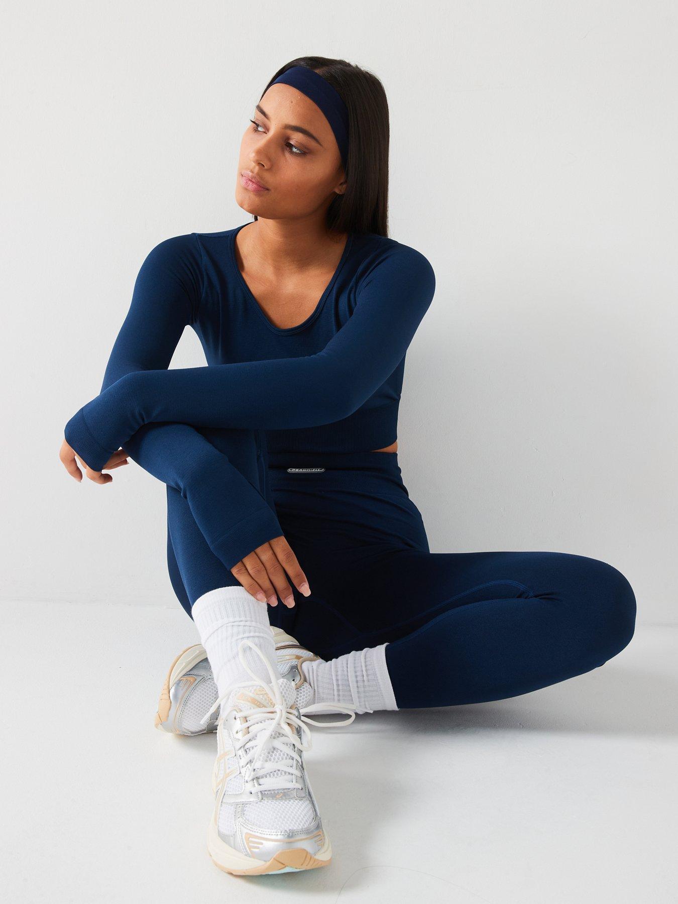 Peach Fit Womens Amber Seamless Long Sleeve Top - Navy | Very
