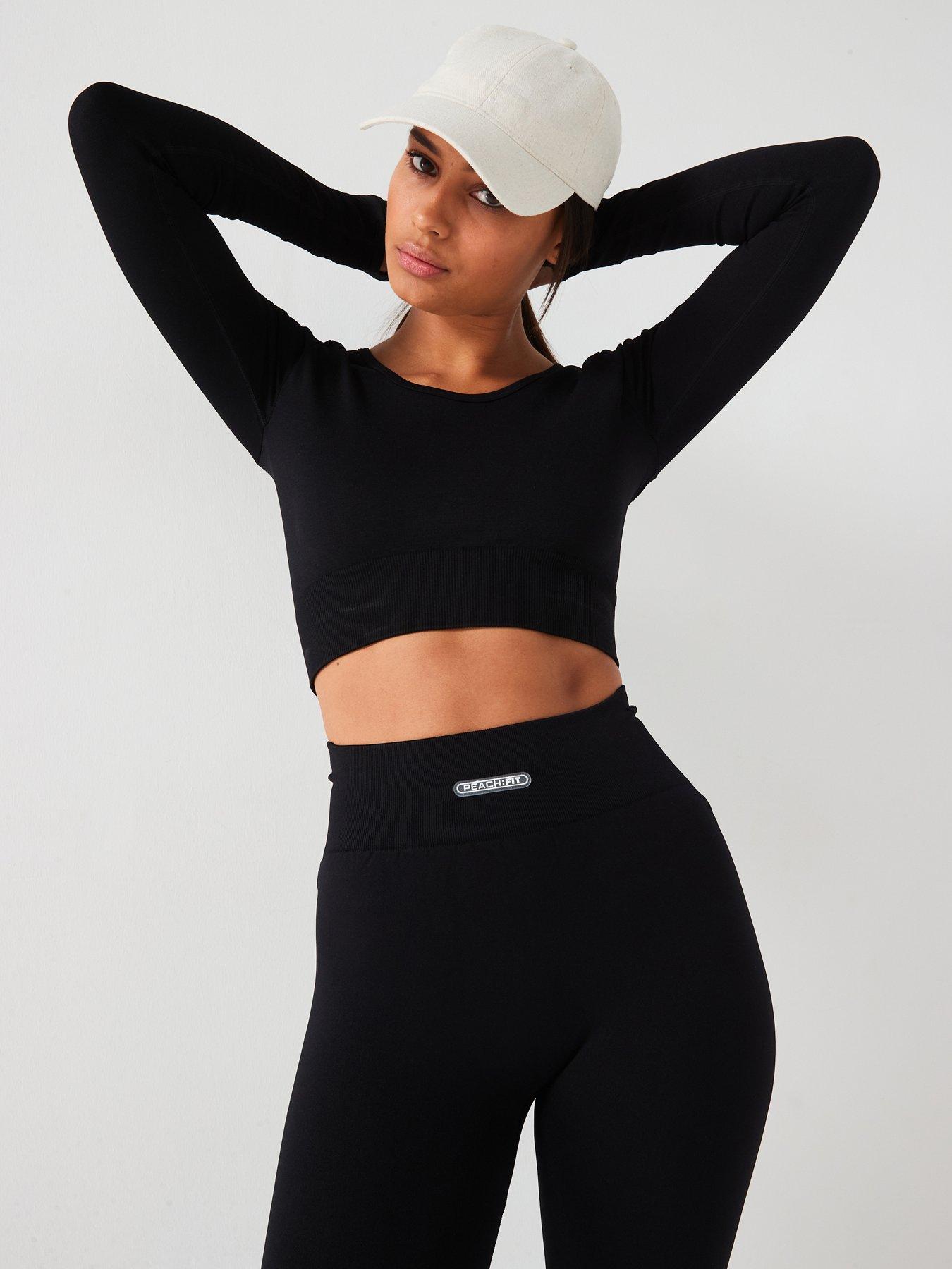 Peach Fit Womens Amber Seamless Long Sleeve Top - Black | Very