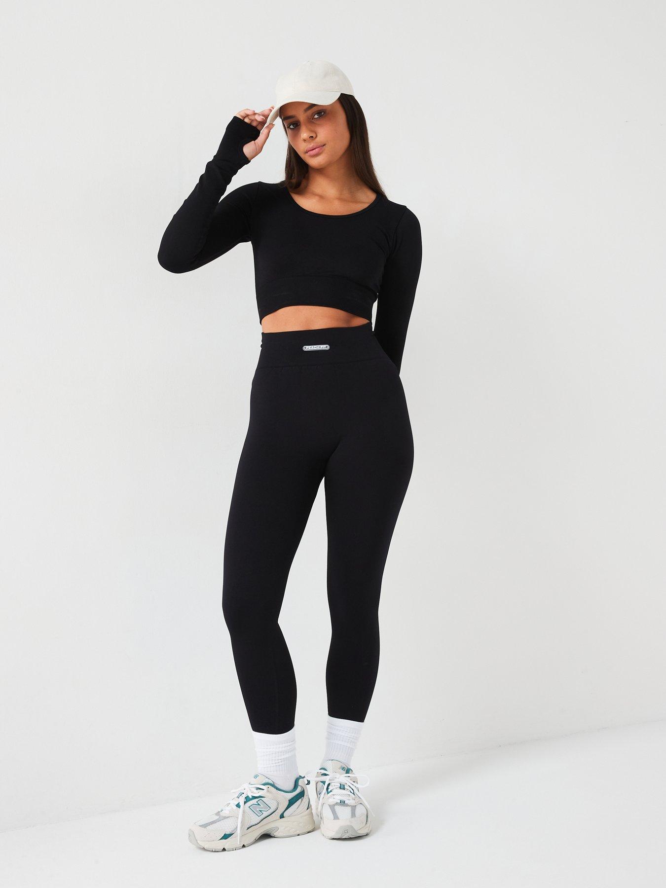 Peach Fit Womens Amber Seamless Long Sleeve Top - Black | Very