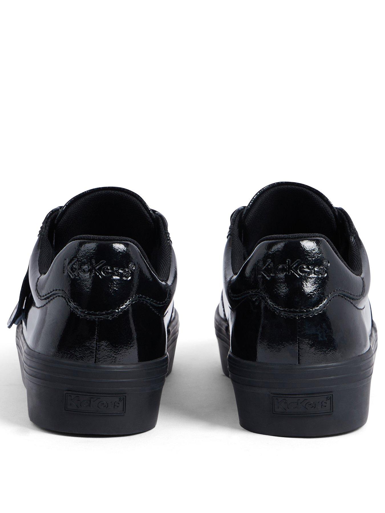 Girls Tovni Stack Lo Flower Patent Leather School Shoe Black