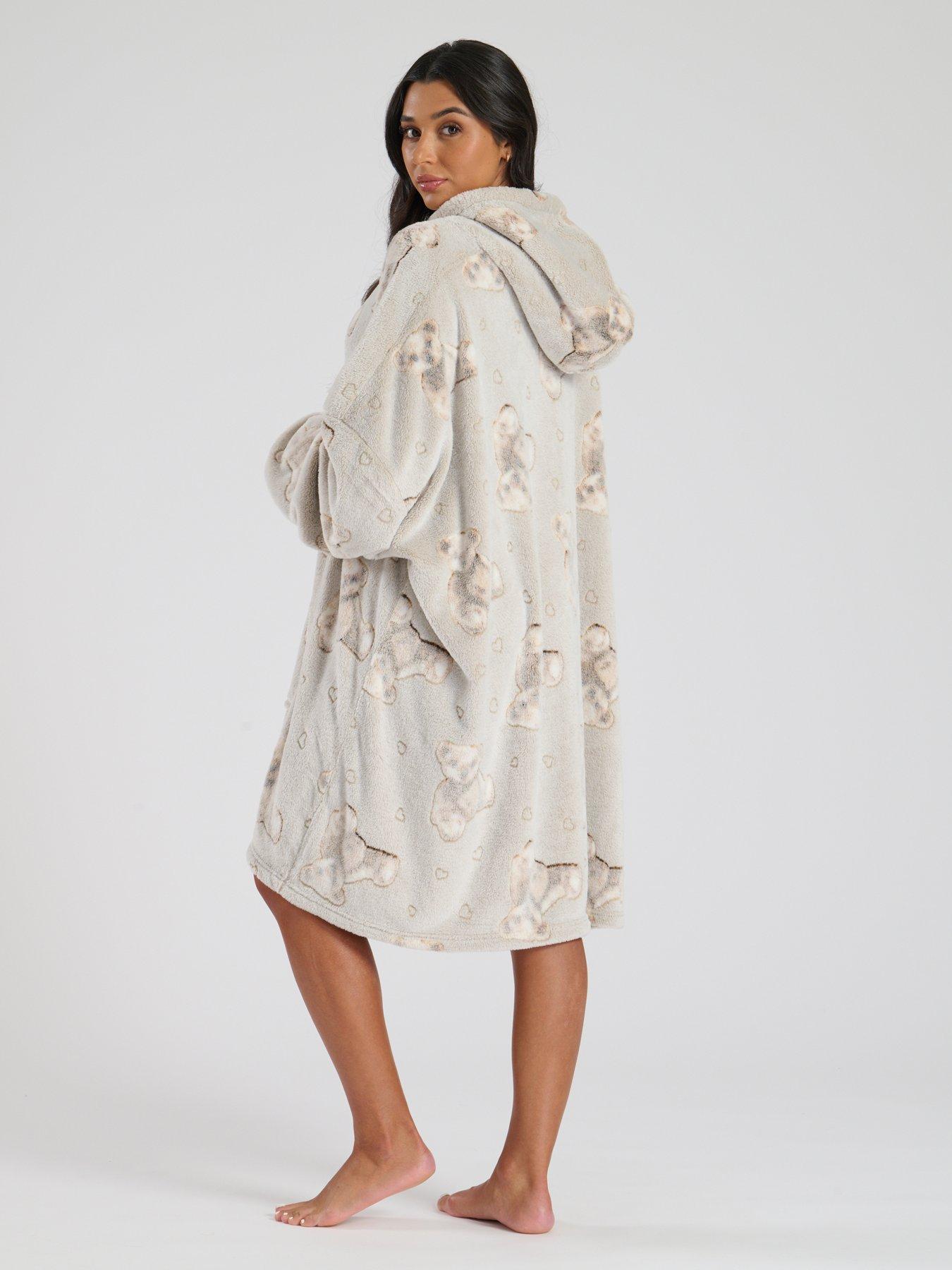 Loungeable Teddy Bear Luxury Fleece Snuggle Hoodie - Taupe | Very