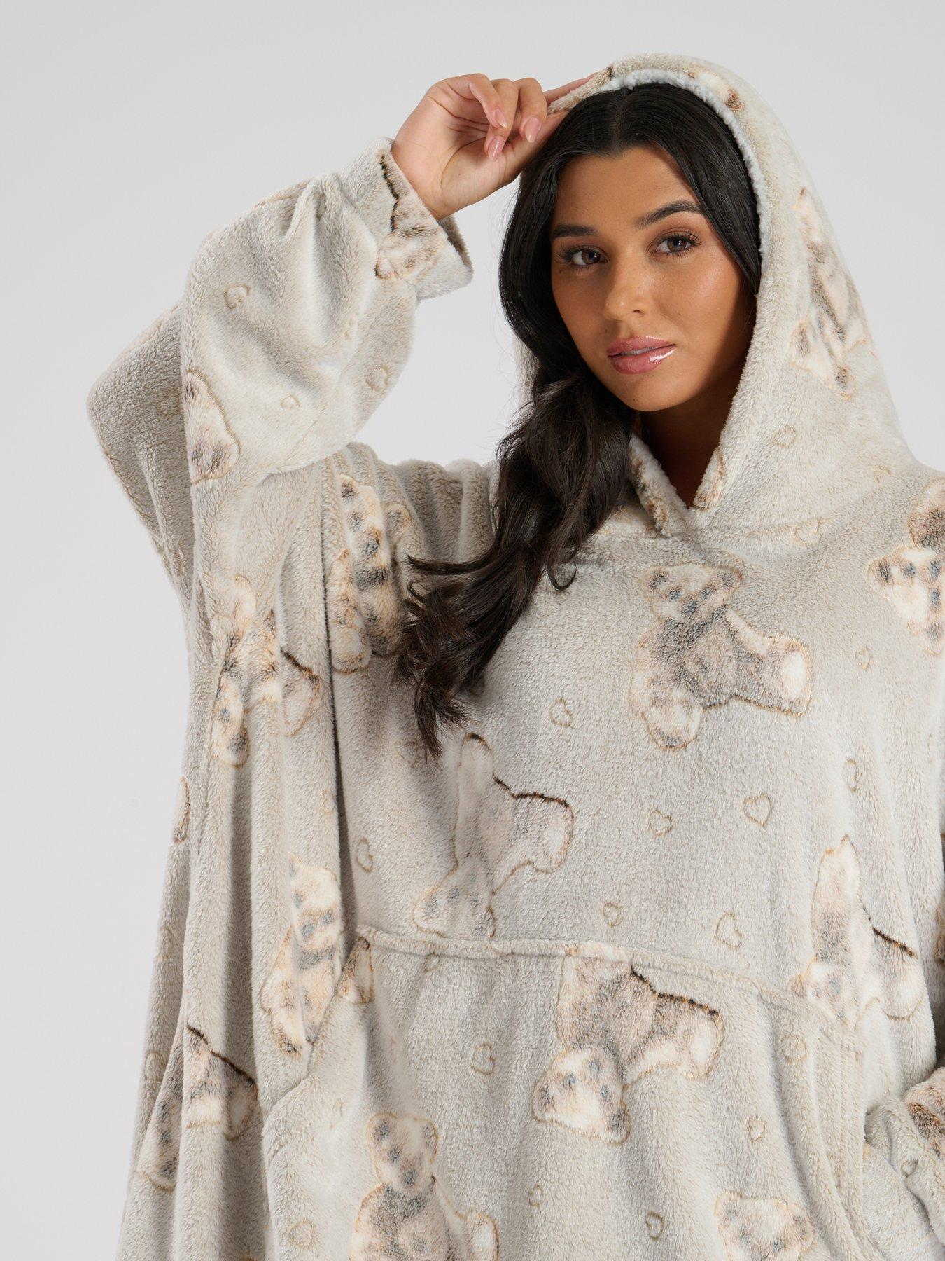 Loungeable Teddy Bear Luxury Fleece Snuggle Hoodie - Taupe | Very