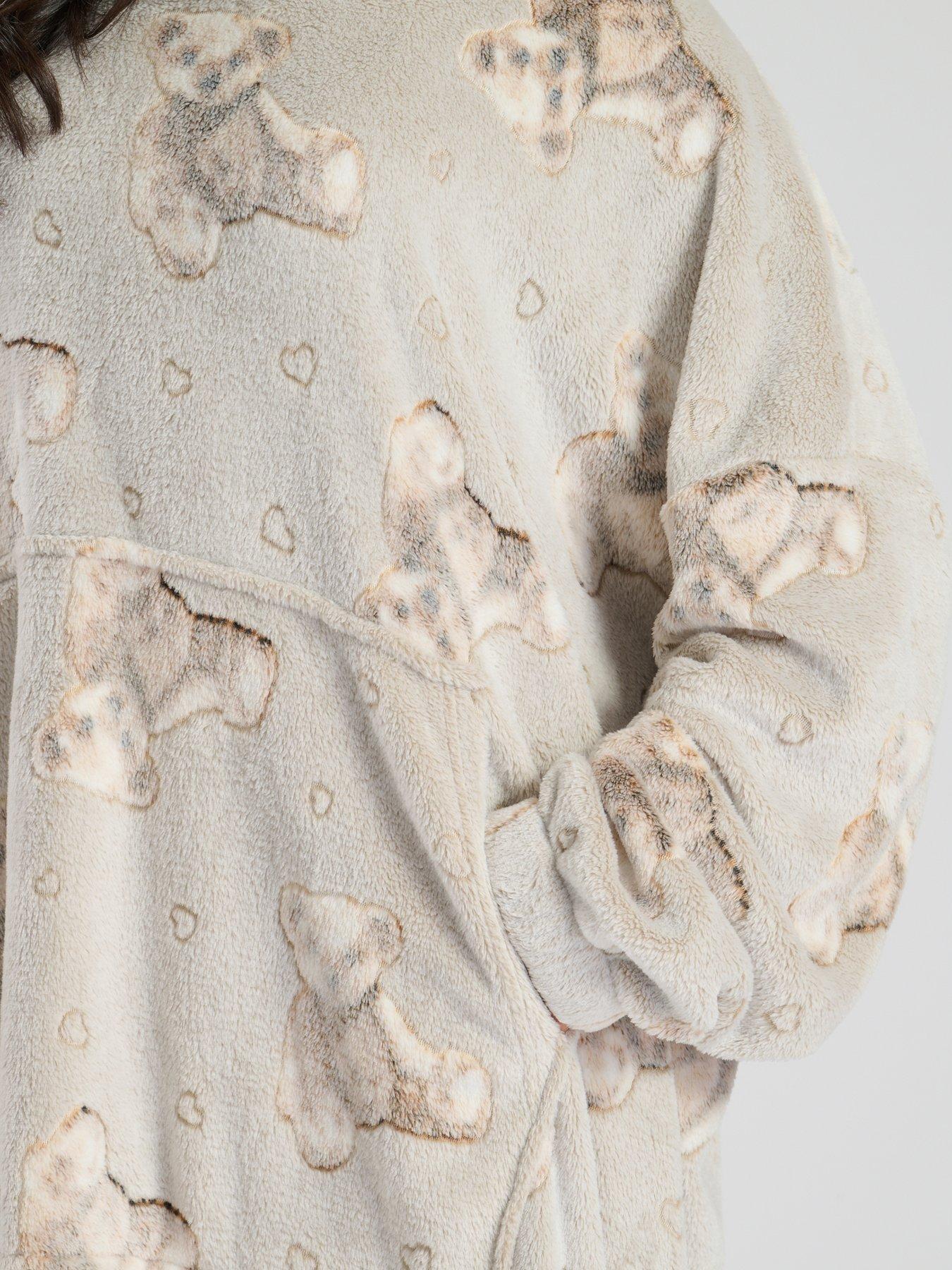 Loungeable Teddy Bear Luxury Fleece Snuggle Hoodie - Taupe | Very