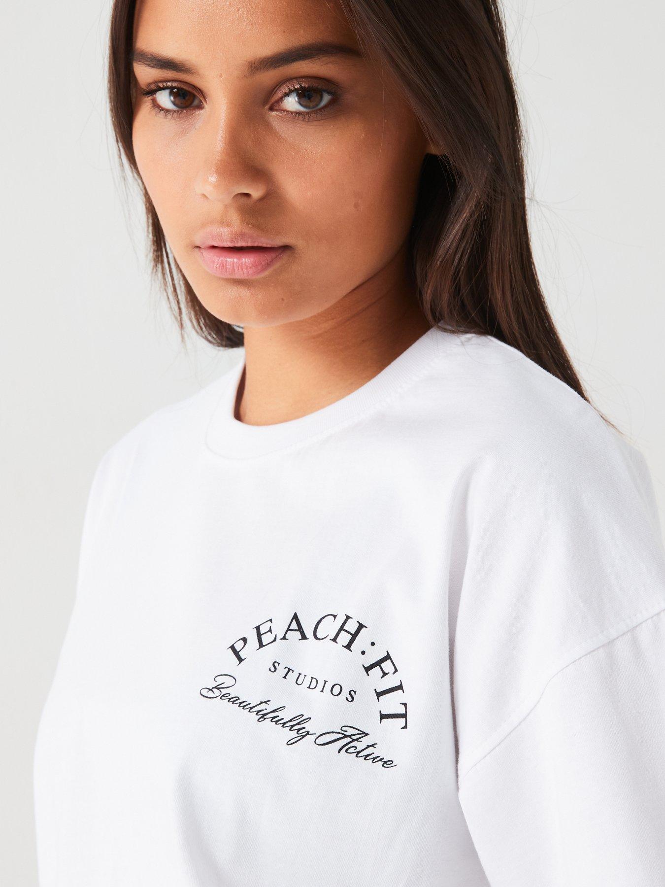 Peach Fit Womens Beautifully Active Oversized T-Shirt - White | Very