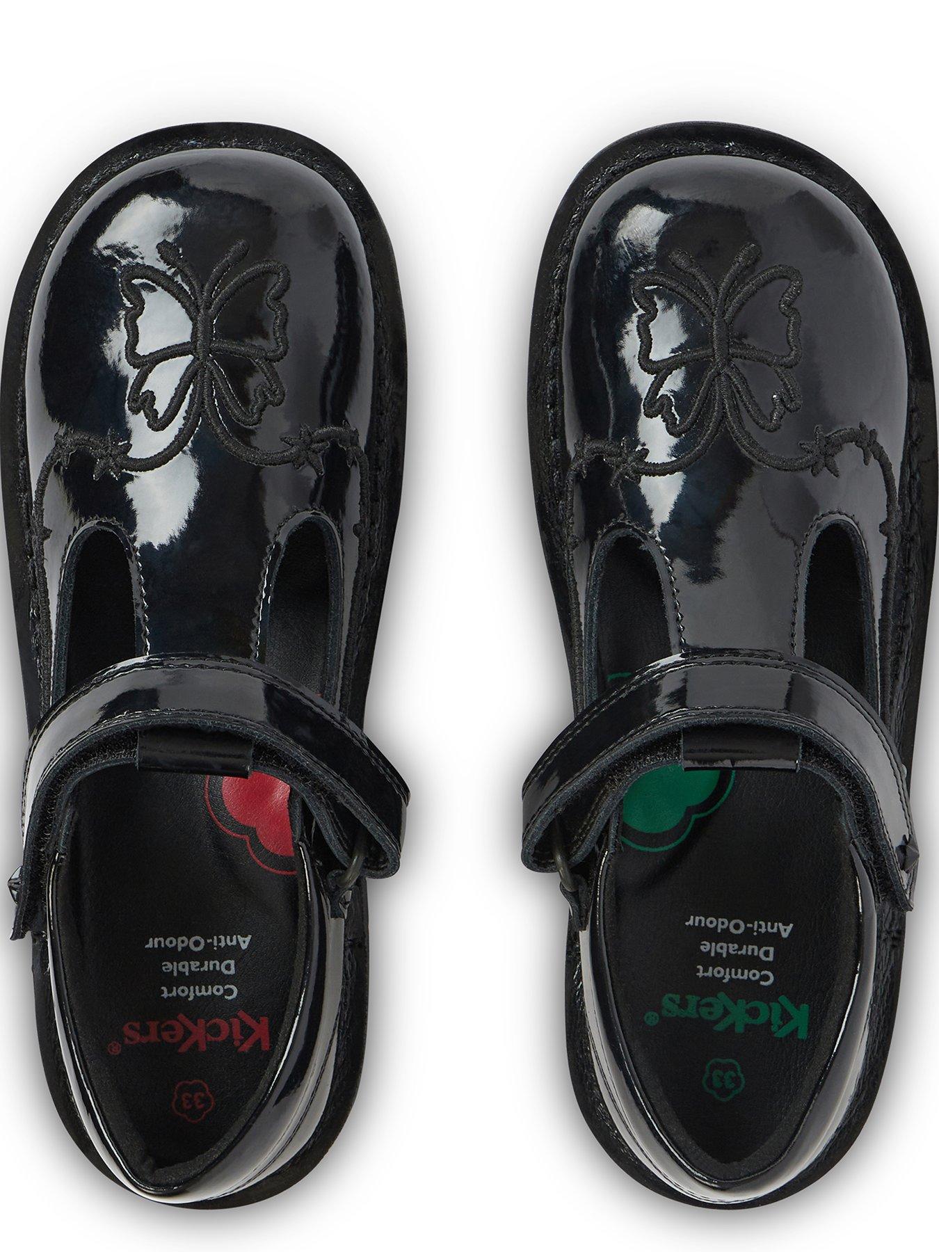 Kickers Girls Kick T Stardust Patent Leather School Shoe - Black | Very
