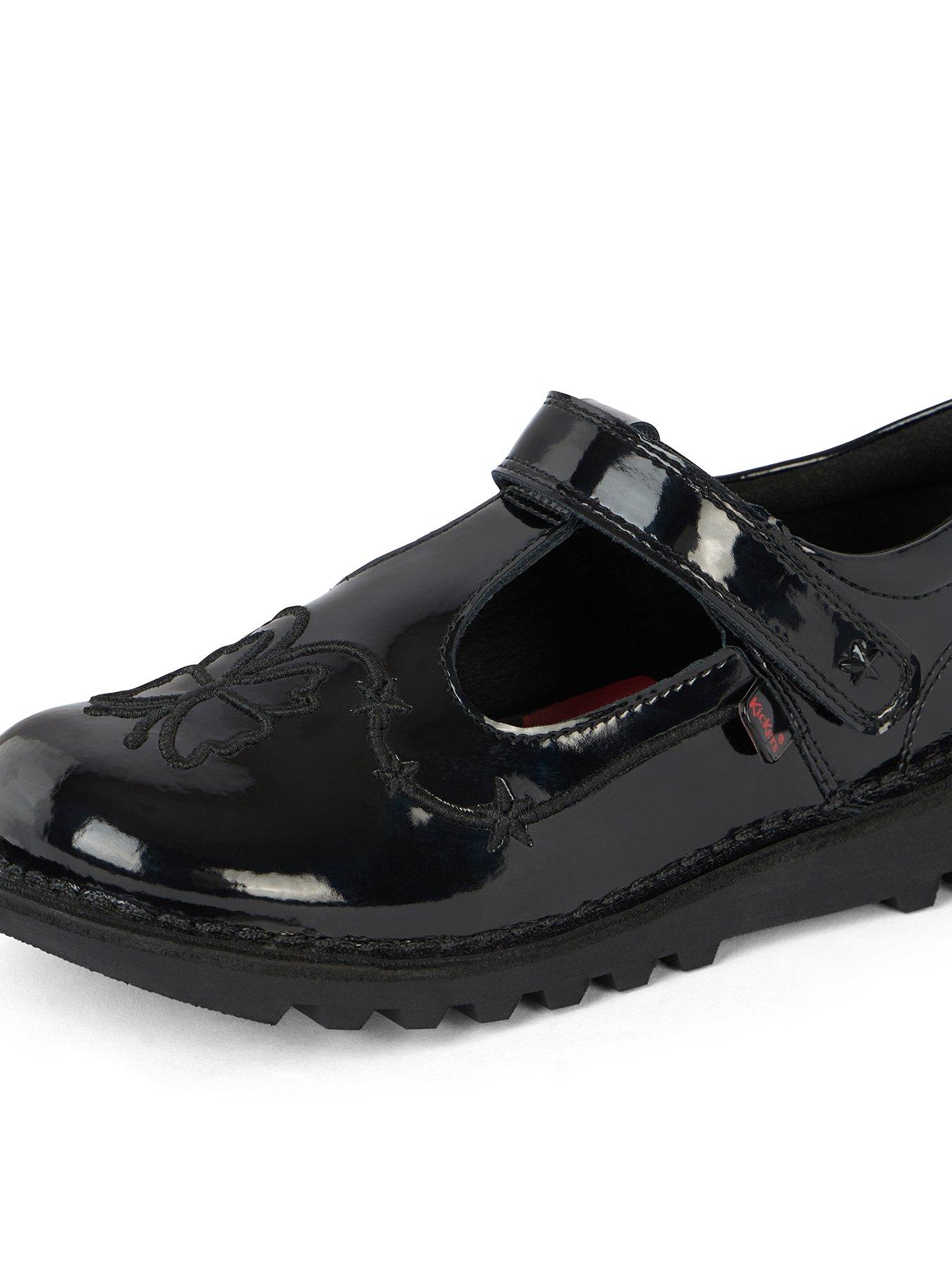 Kickers Girls Kick T Stardust Patent Leather School Shoe - Black | Very