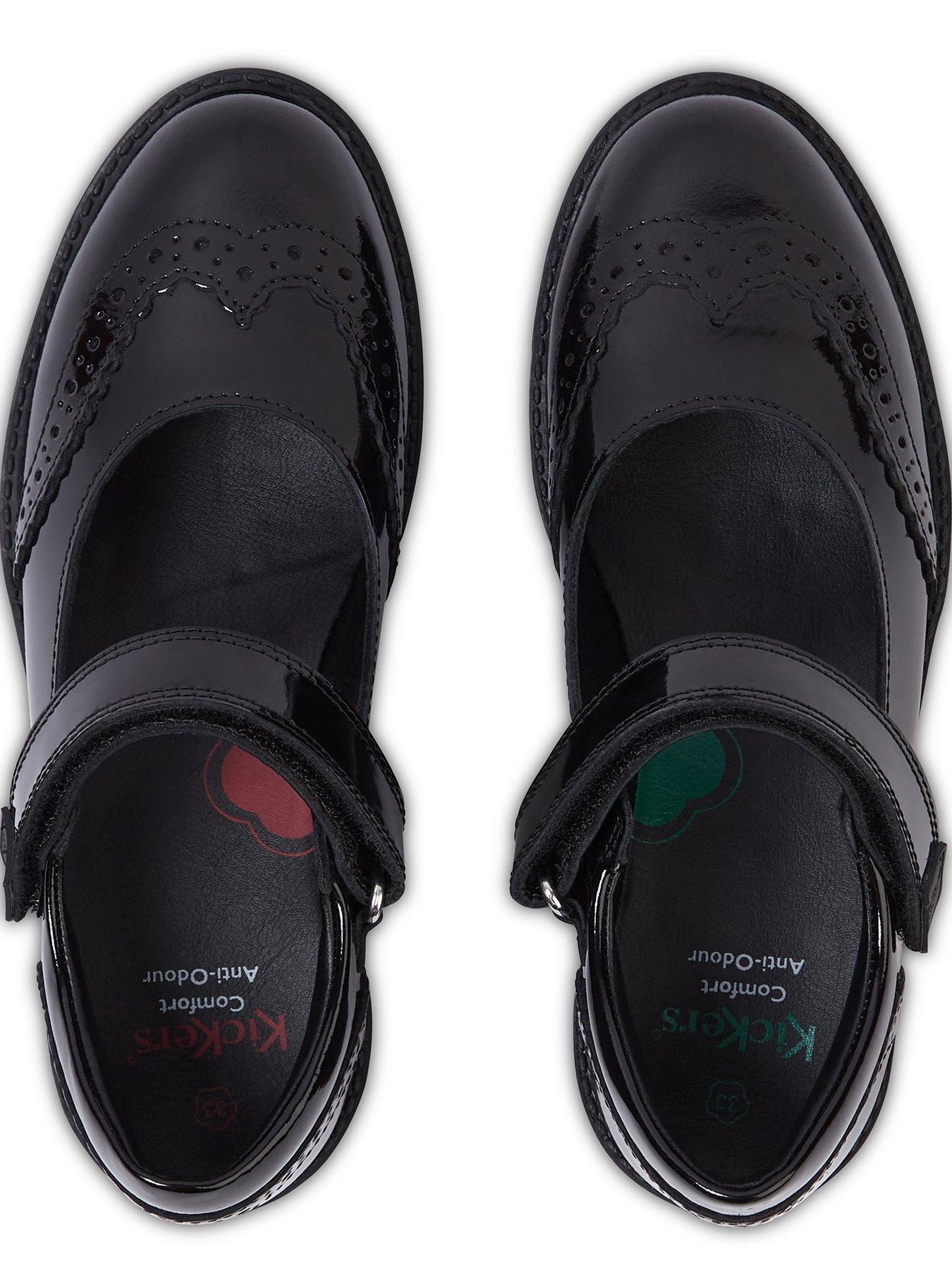 Kickers Girls Lachly Mj Brogue Patent Leather School Shoe - Black | Very