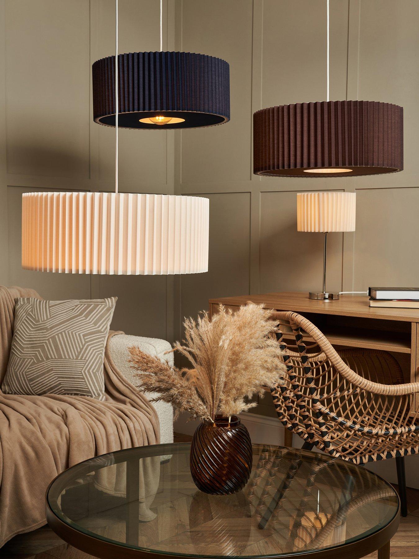 Very Home Large Knife Pleat Easy-Fit Light Shade with Diffuser – White ...