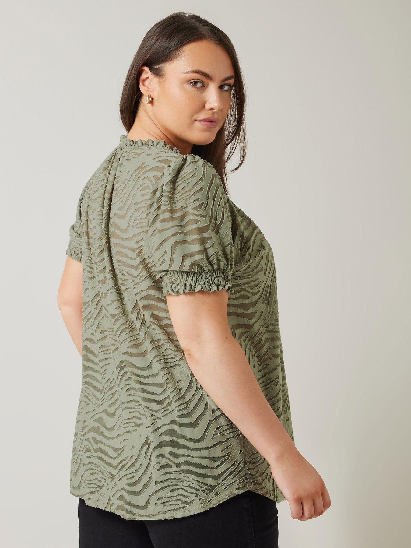 Evans Burnout Short Sleeve Gypsy Top - Green | Very
