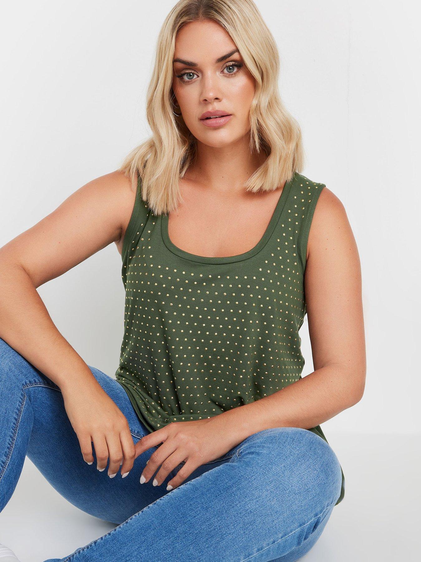 Yours Stud Front Panel Vest - Green | Very.co.uk
