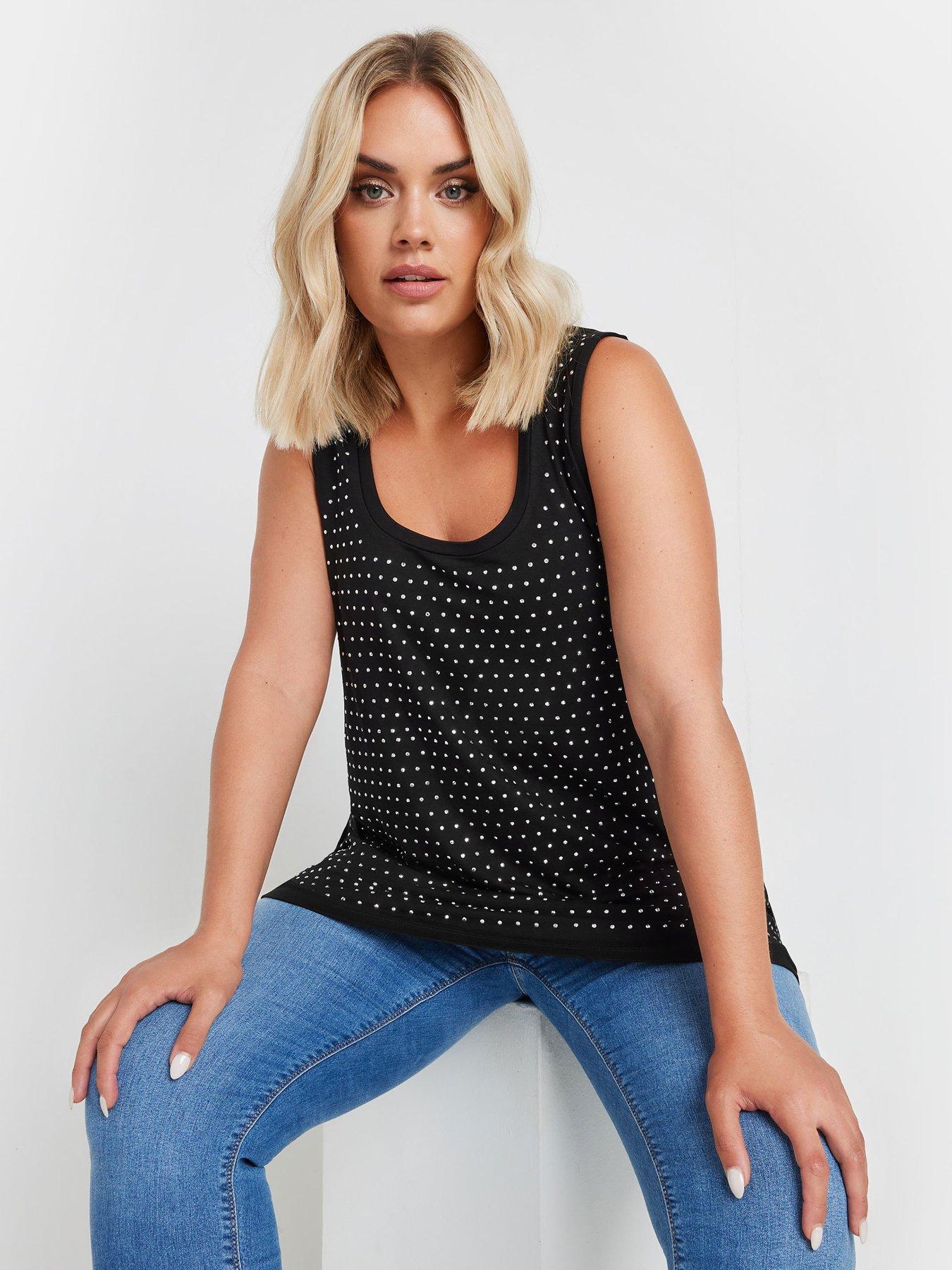 Yours Stud Front Panel Vest - Black | Very