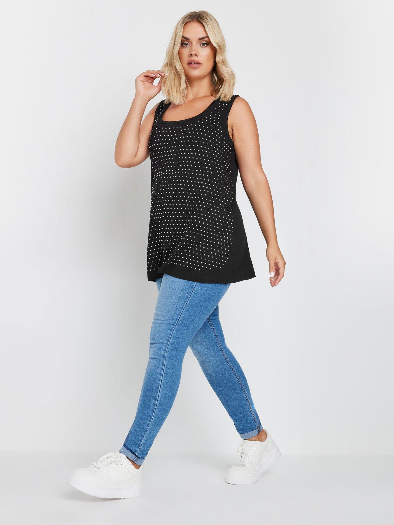 Yours Stud Front Panel Vest - Black | Very