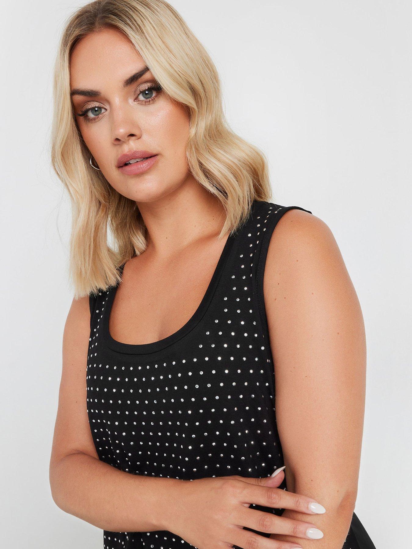 Yours Stud Front Panel Vest - Black | Very