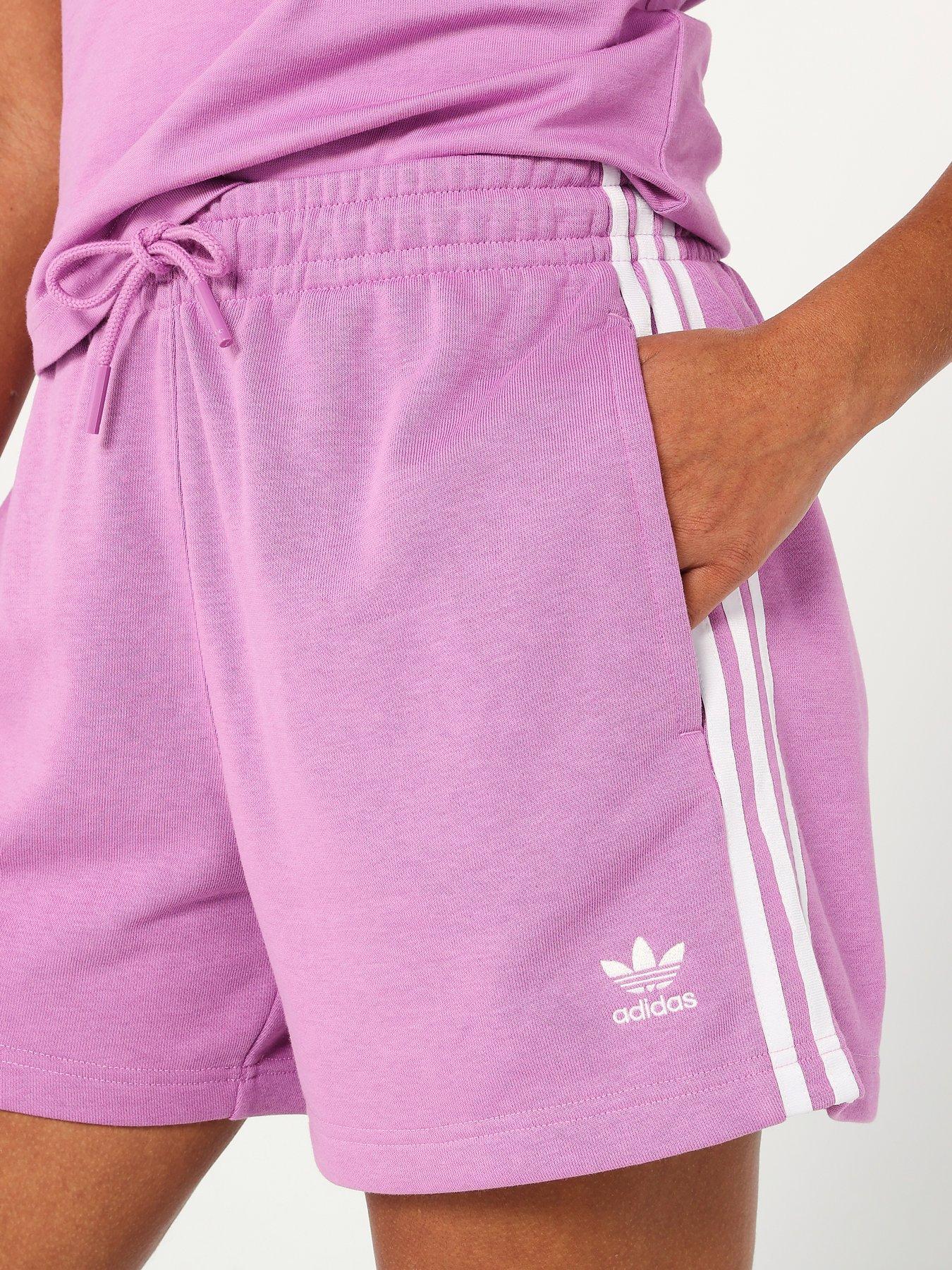 adidas Originals Womens 3 Stripe French Terry Short - Purple | Very