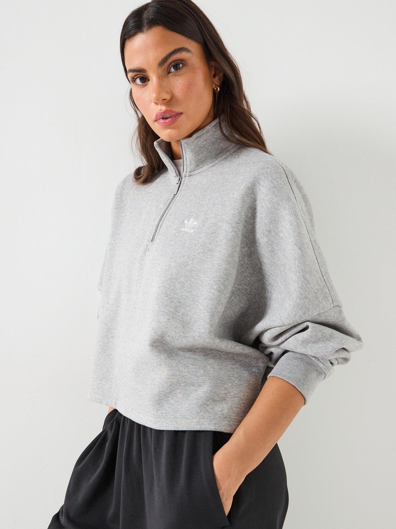 adidas Originals Womens Essentials Half Zip Fleece - Medium Grey ...