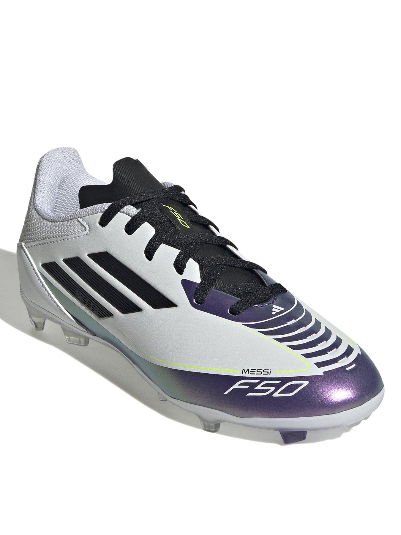 adidas Junior Messi F50 League Firm Ground Football Boots - White/Black ...