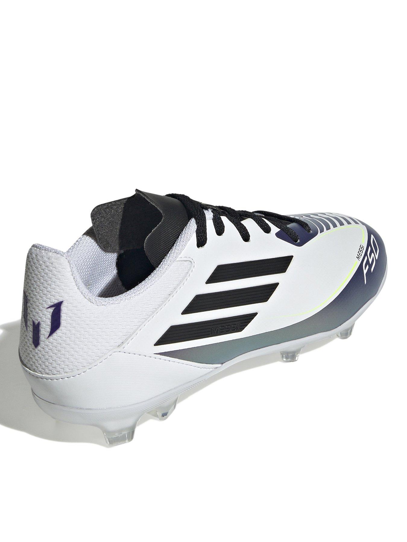 adidas Junior Messi F50 League Firm Ground Football Boots - White/Black ...