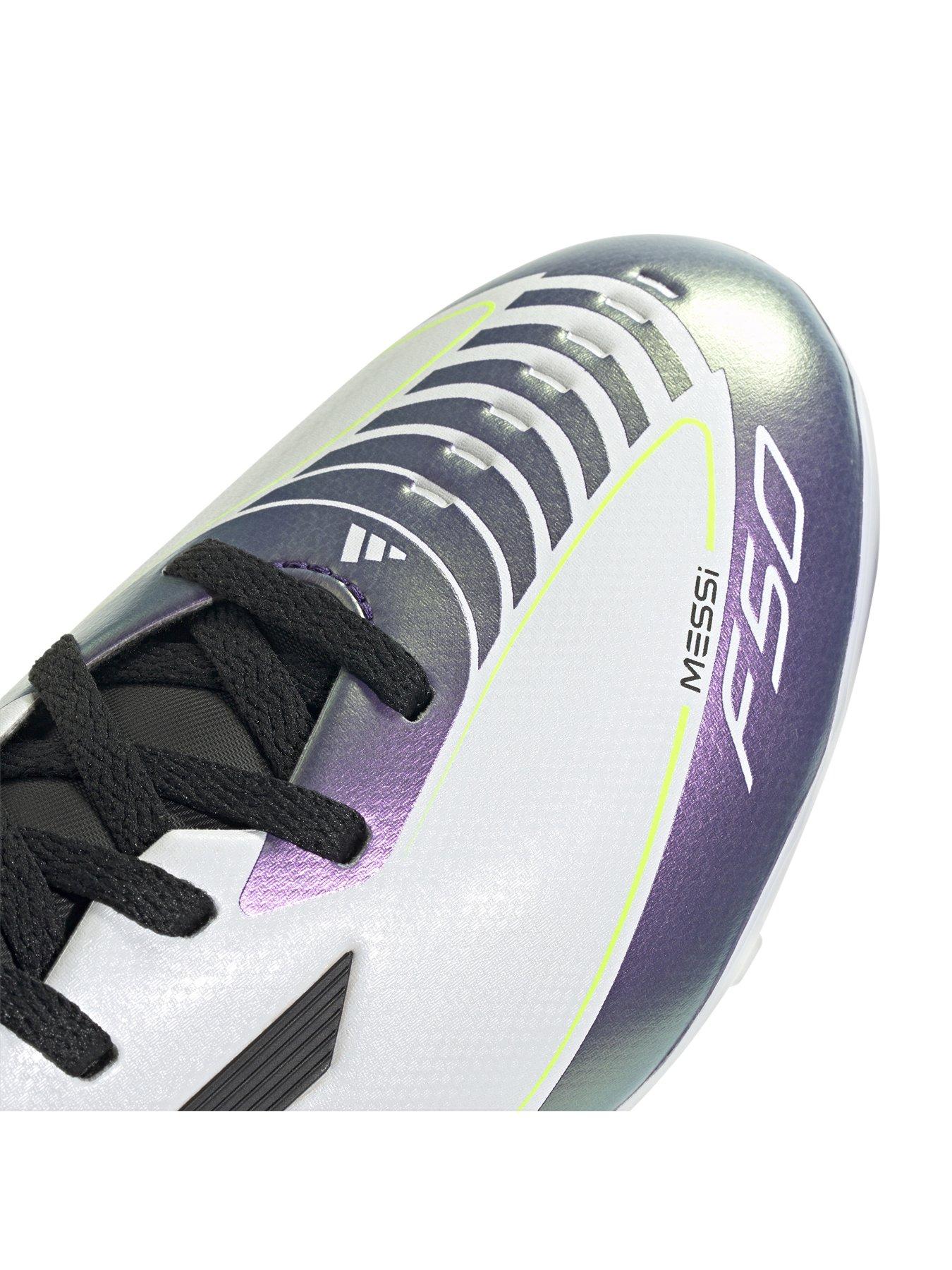 adidas Junior Messi F50 League Firm Ground Football Boots - White/Black ...