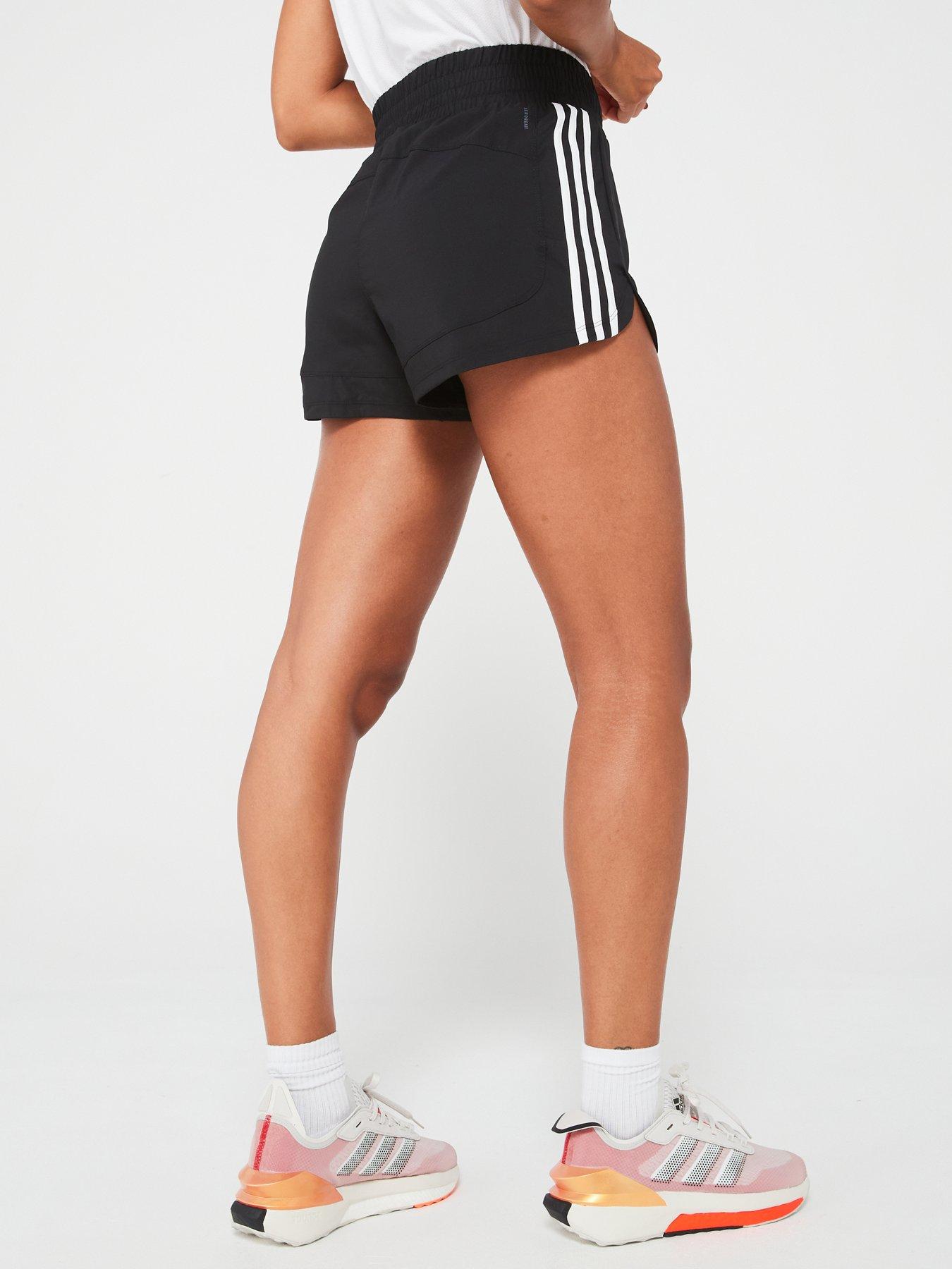 adidas Womens Training Pacer Woven High Waist 3In Shorts - Black/White ...