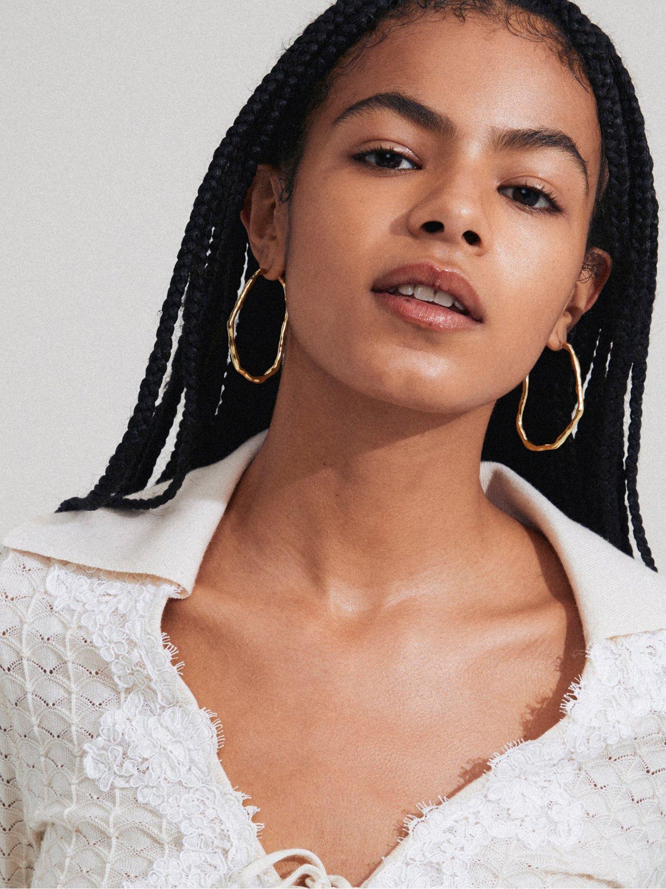 Pilgrim LIGHT recycled large hoops gold-plated | Very.co.uk