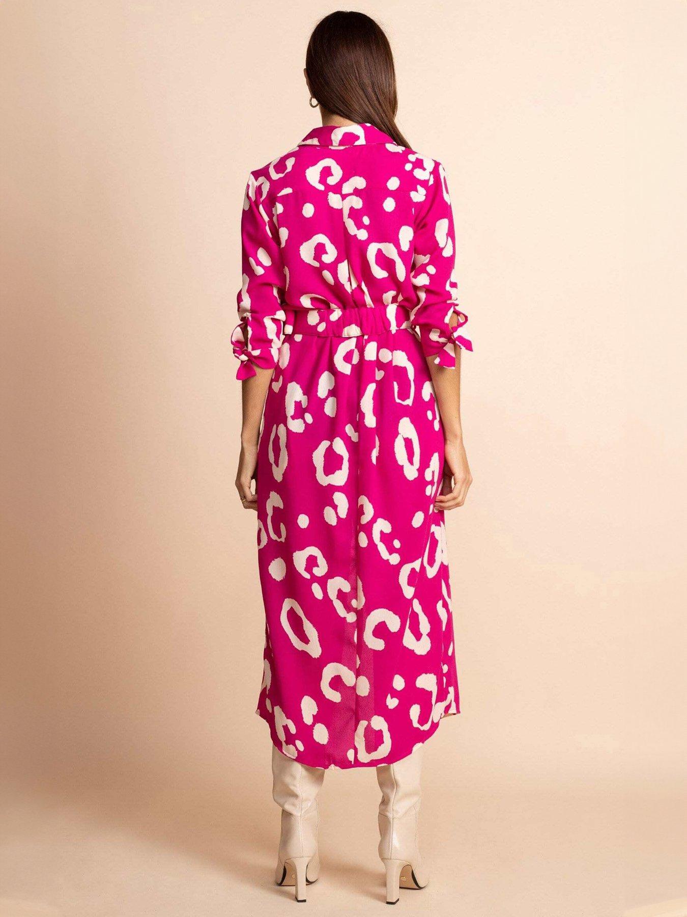 Dancing Leopard Leopard Print Shirt Midi Dress - Pink | Very
