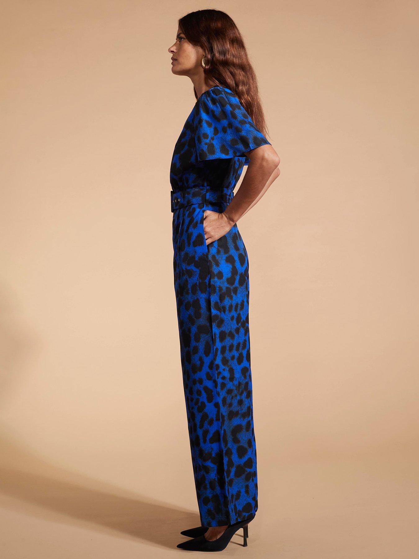 Dancing Leopard Print Jumpsuit - Blue | Very