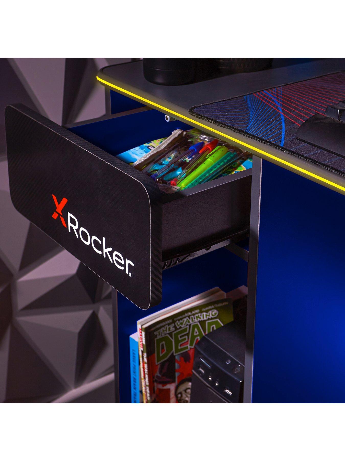 X Rocker Carbon-tek Gaming Desk with Wireless Charging and Neo Fiber ...