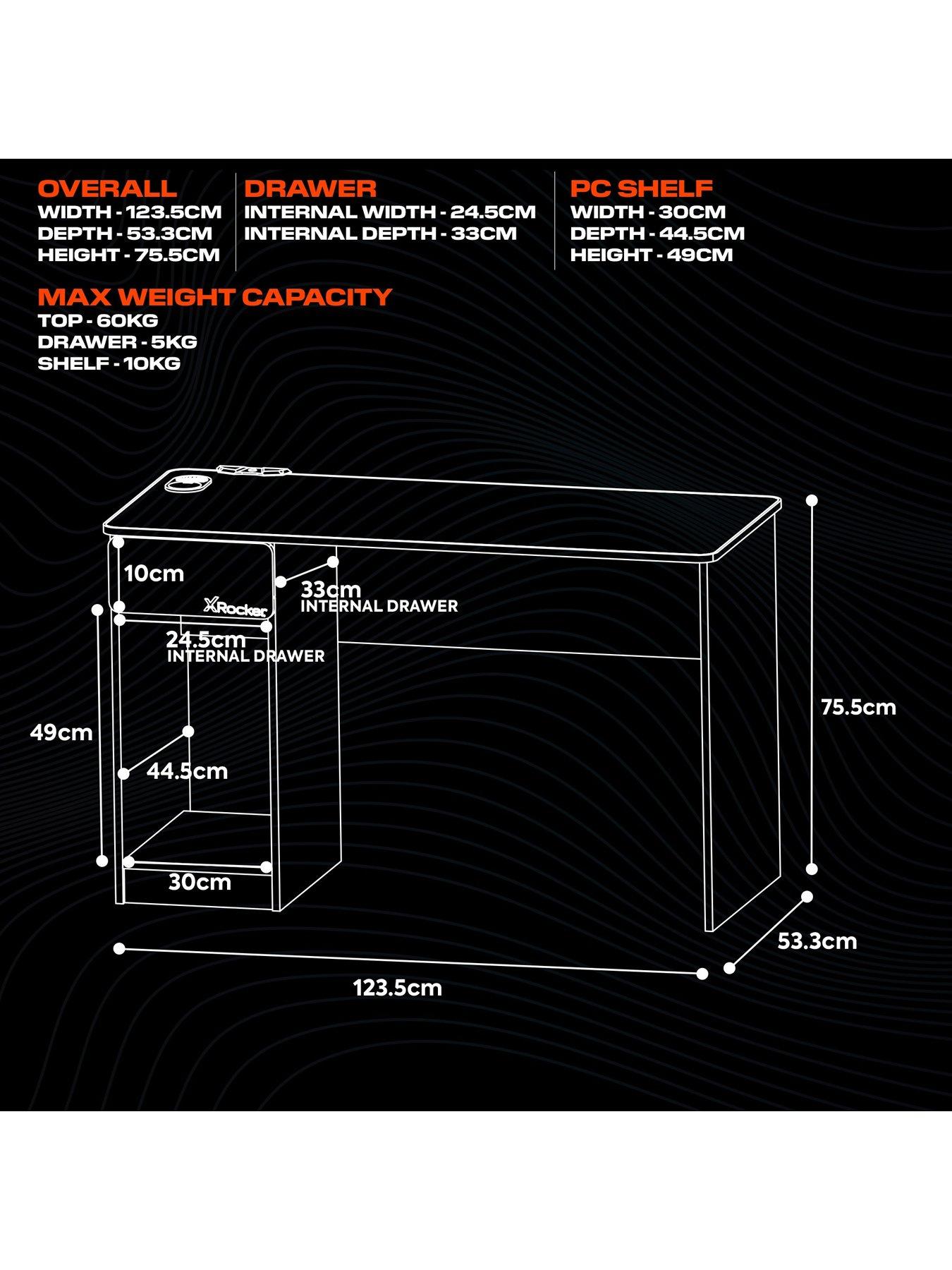 X Rocker Carbon-tek Gaming Desk with Wireless Charging and Neo Fiber ...