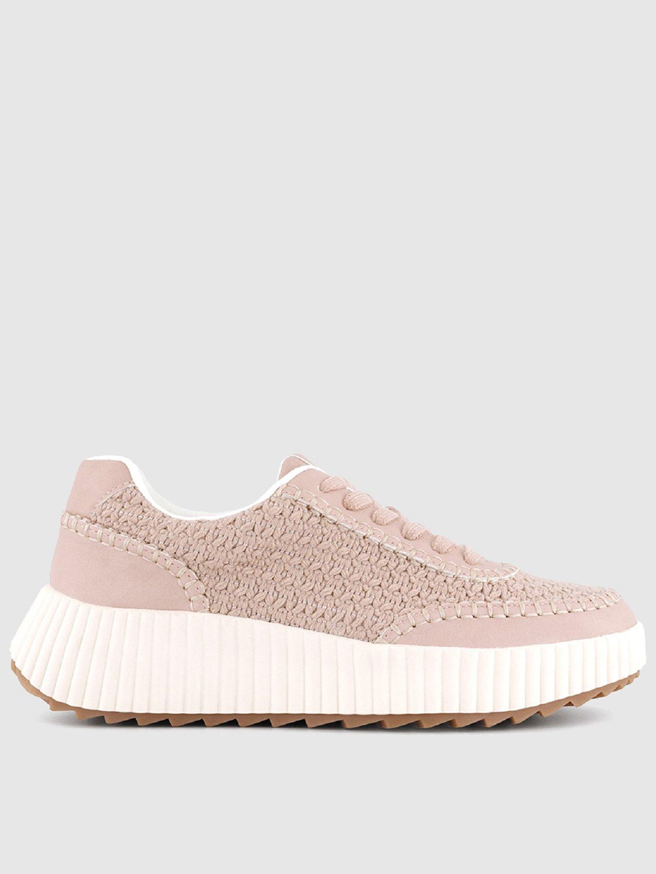 OFFICE Flo Knitted Lace Up Runner Trainer - Blush | Very.co.uk