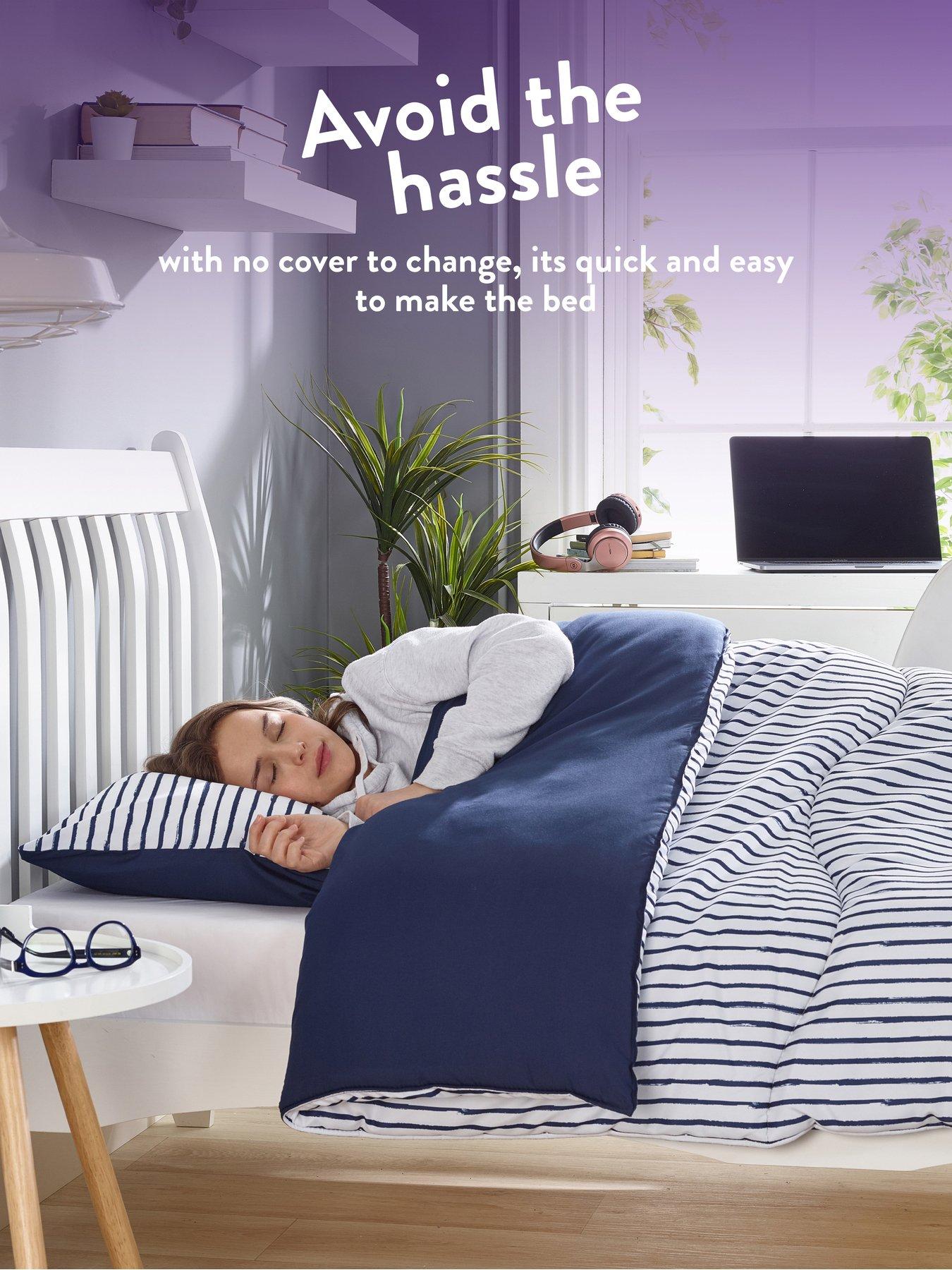 Slumberdown Coverless Duvet Printed Stripe Navy, 10.5 Tog, Single | Very