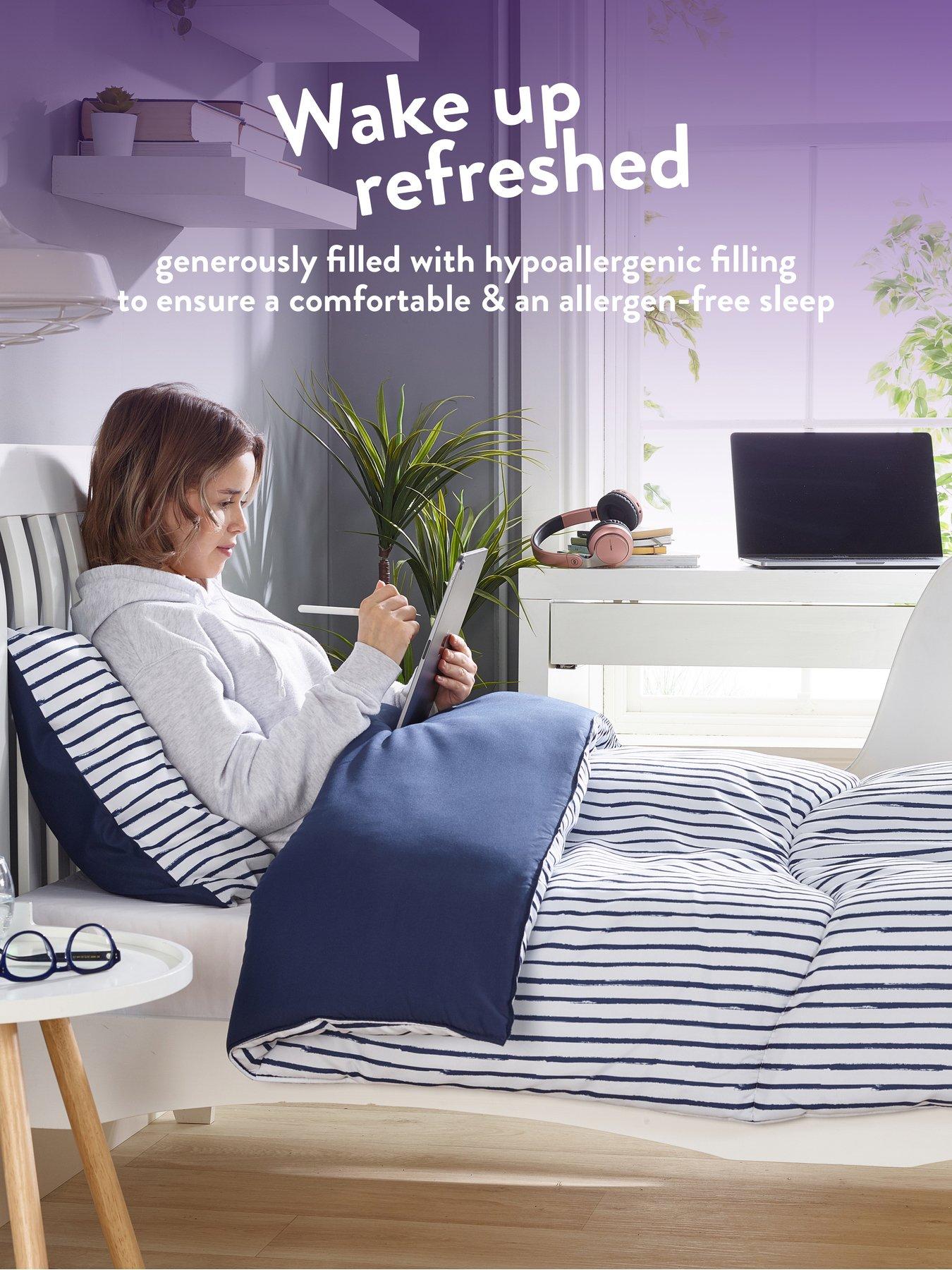 Slumberdown Coverless Duvet Printed Stripe Navy, 10.5 Tog, Single | Very