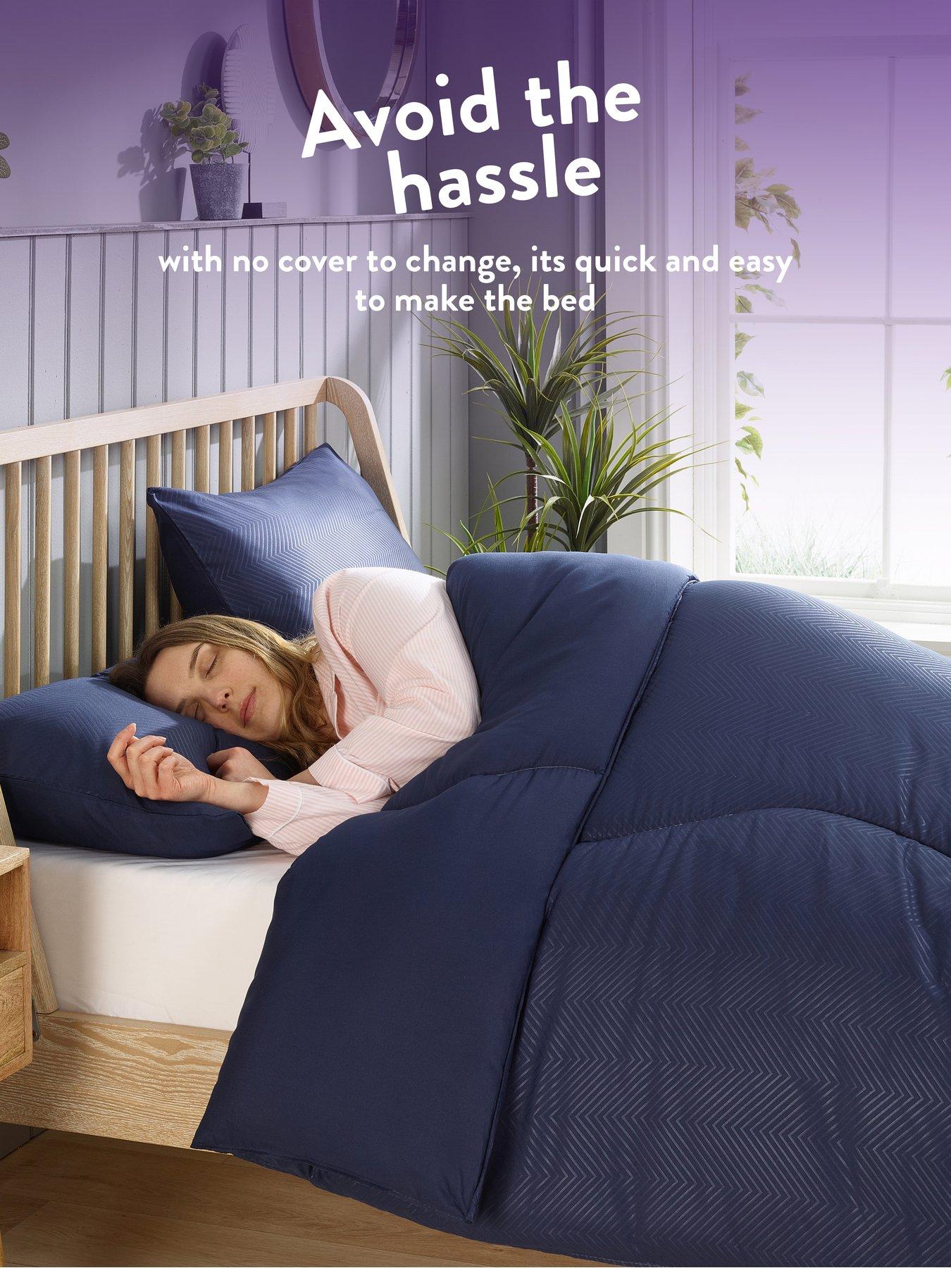 Slumberdown Coverless Duvet Embossed Herringbone Navy, 10.5 Tog, Single ...