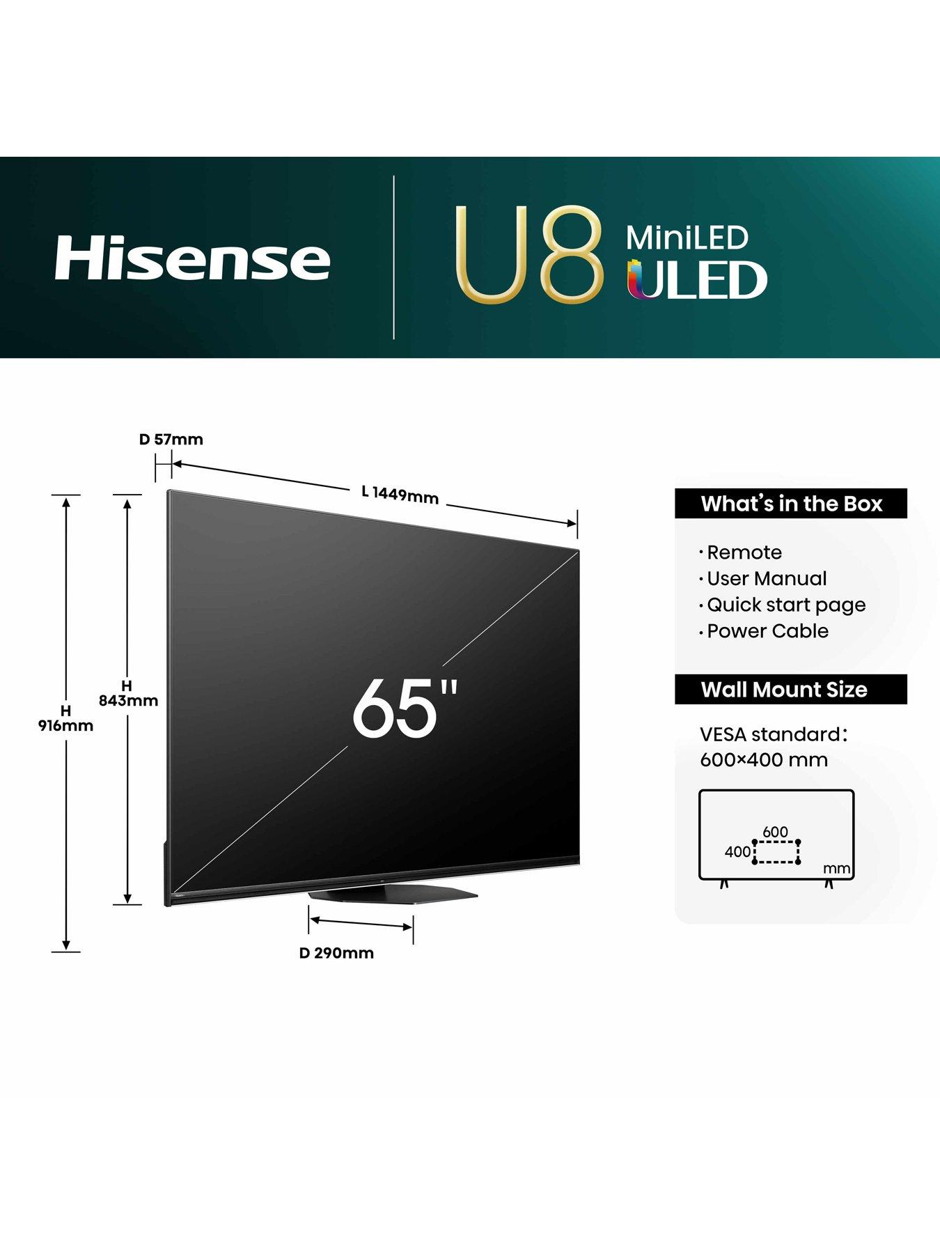 Hisense 65U8NQTUK, 65-inch, Mini LED, Smart TV | Very