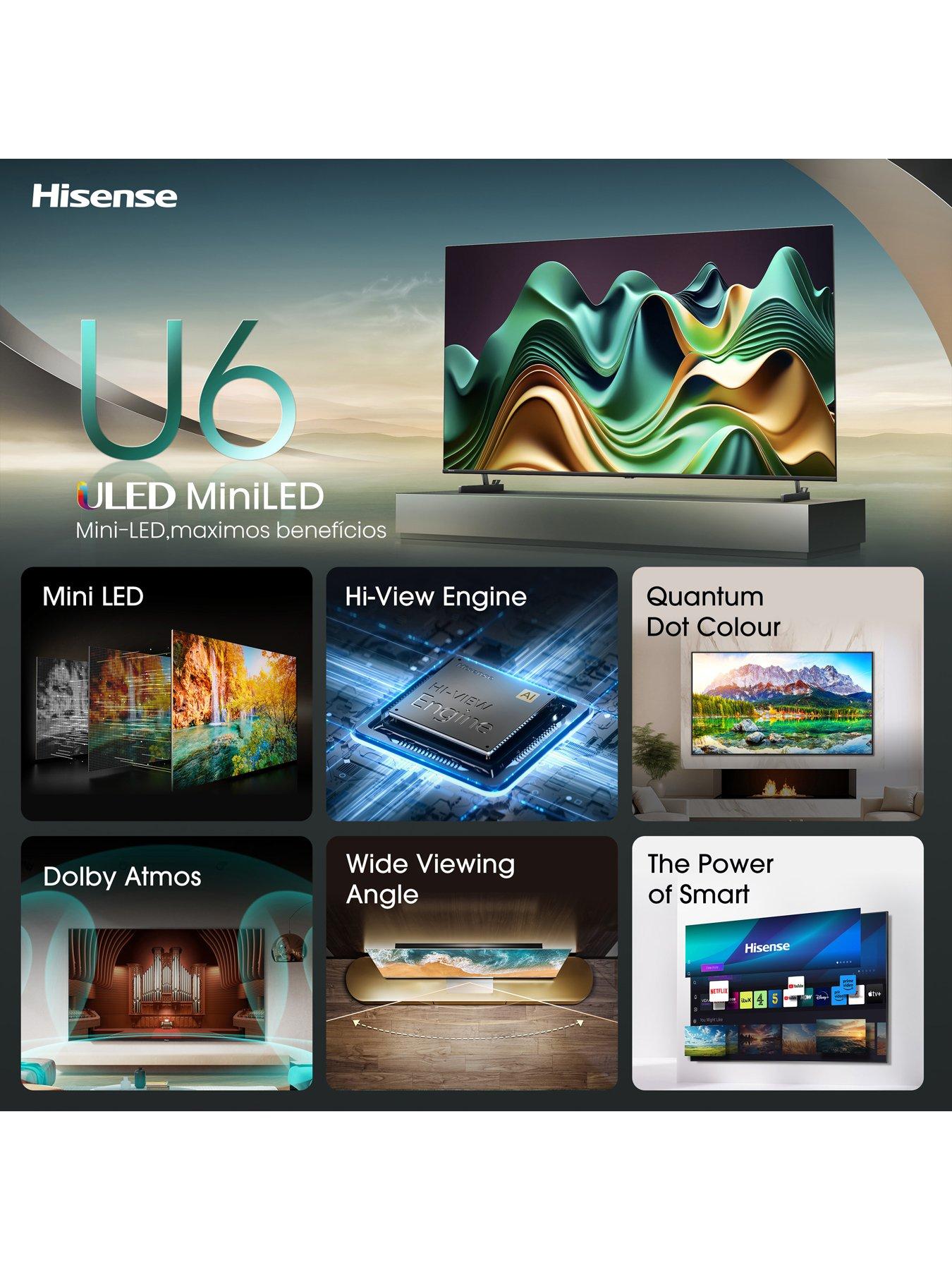 Hisense U6N 55" 4K UltraHD MiniLED Smart TV with Freely - 55U6NQTUK | Very