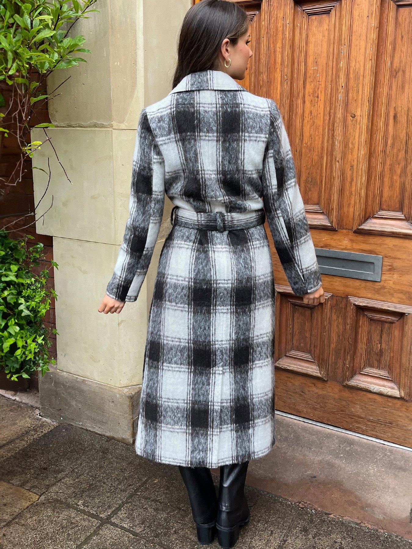 AX Paris Check Print Formal Coat - Brown | Very