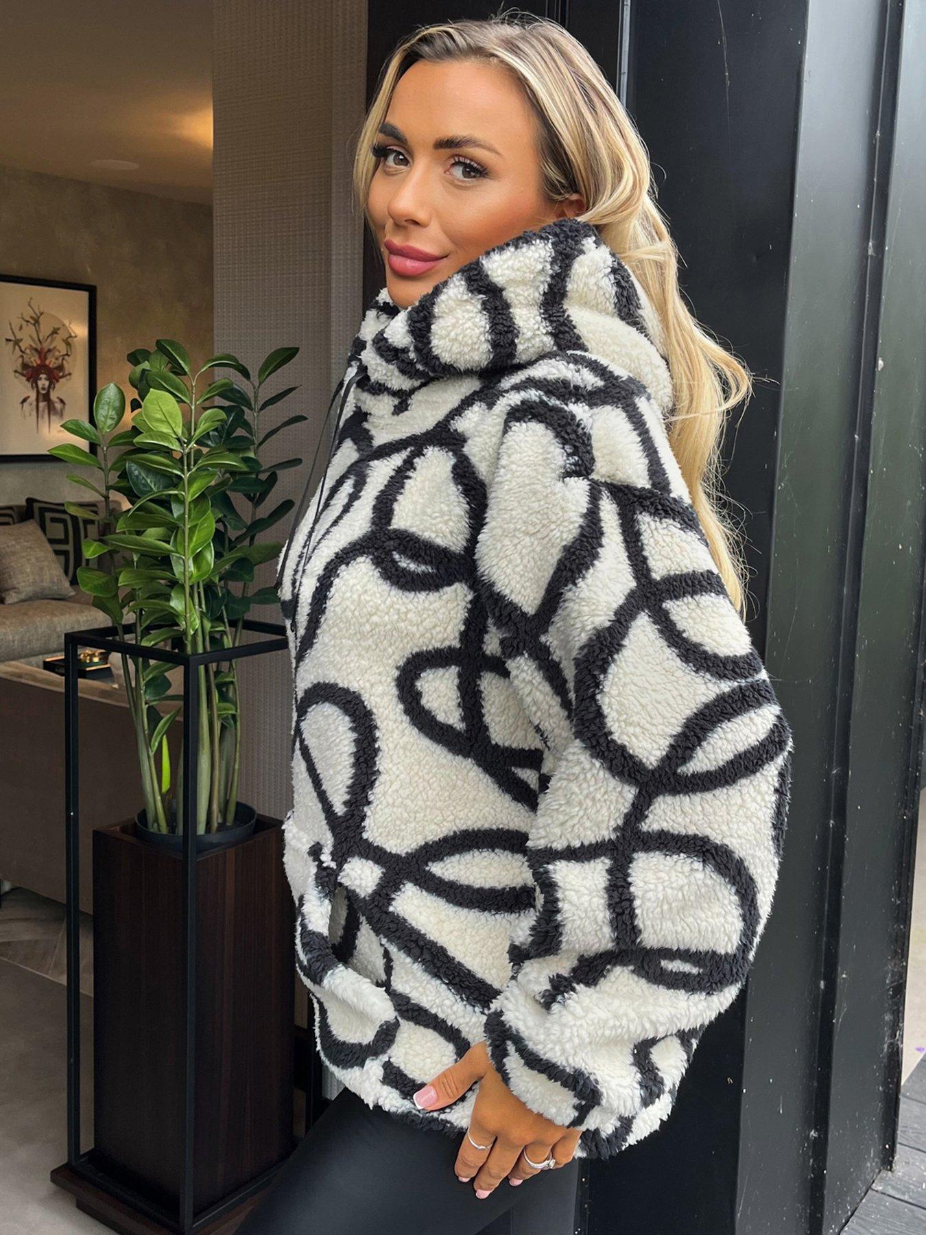 AX Paris Printed Fleece Hoodie - White | Very