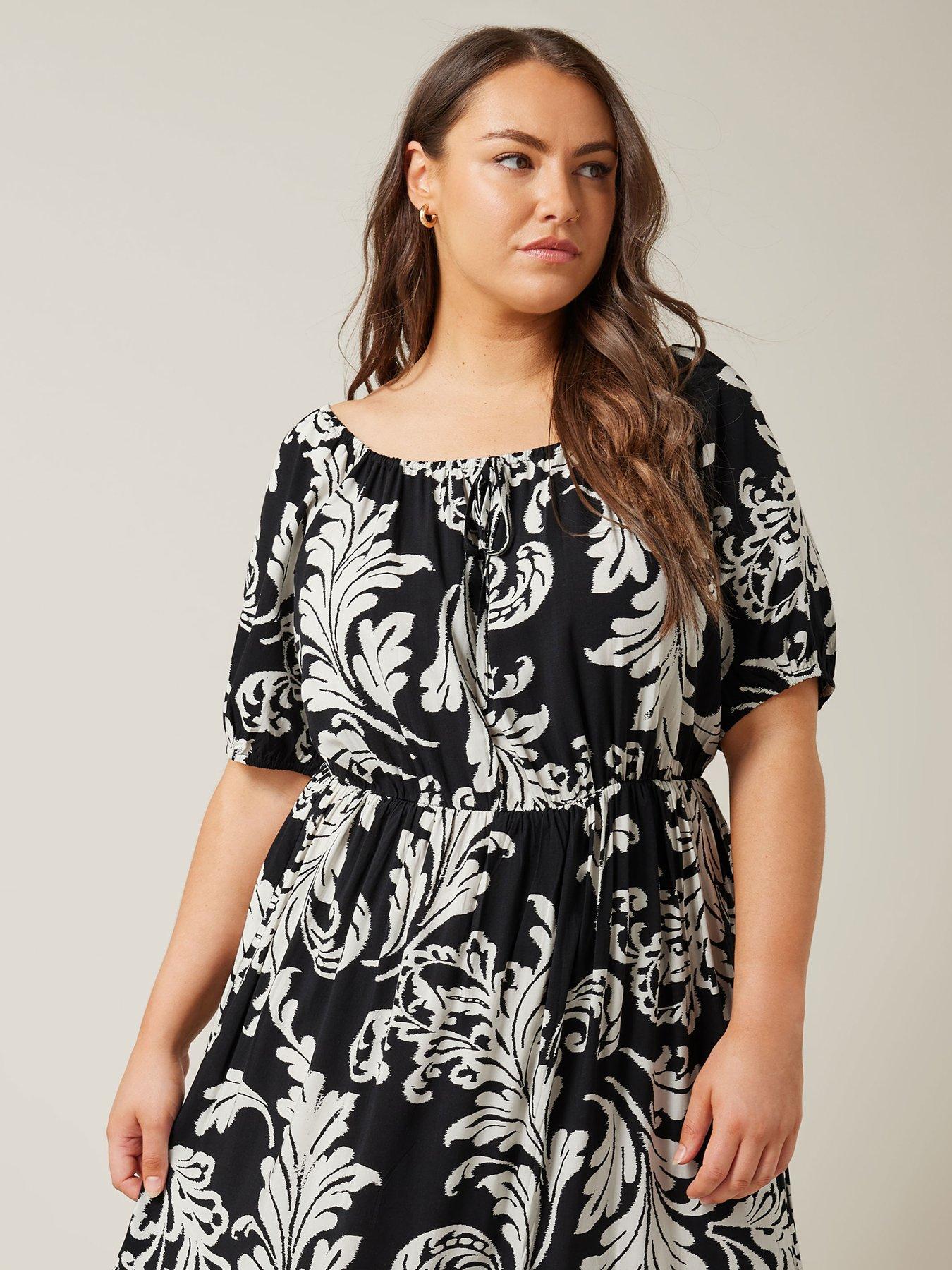 Evans Gypsy Midi Dress - Black | Very