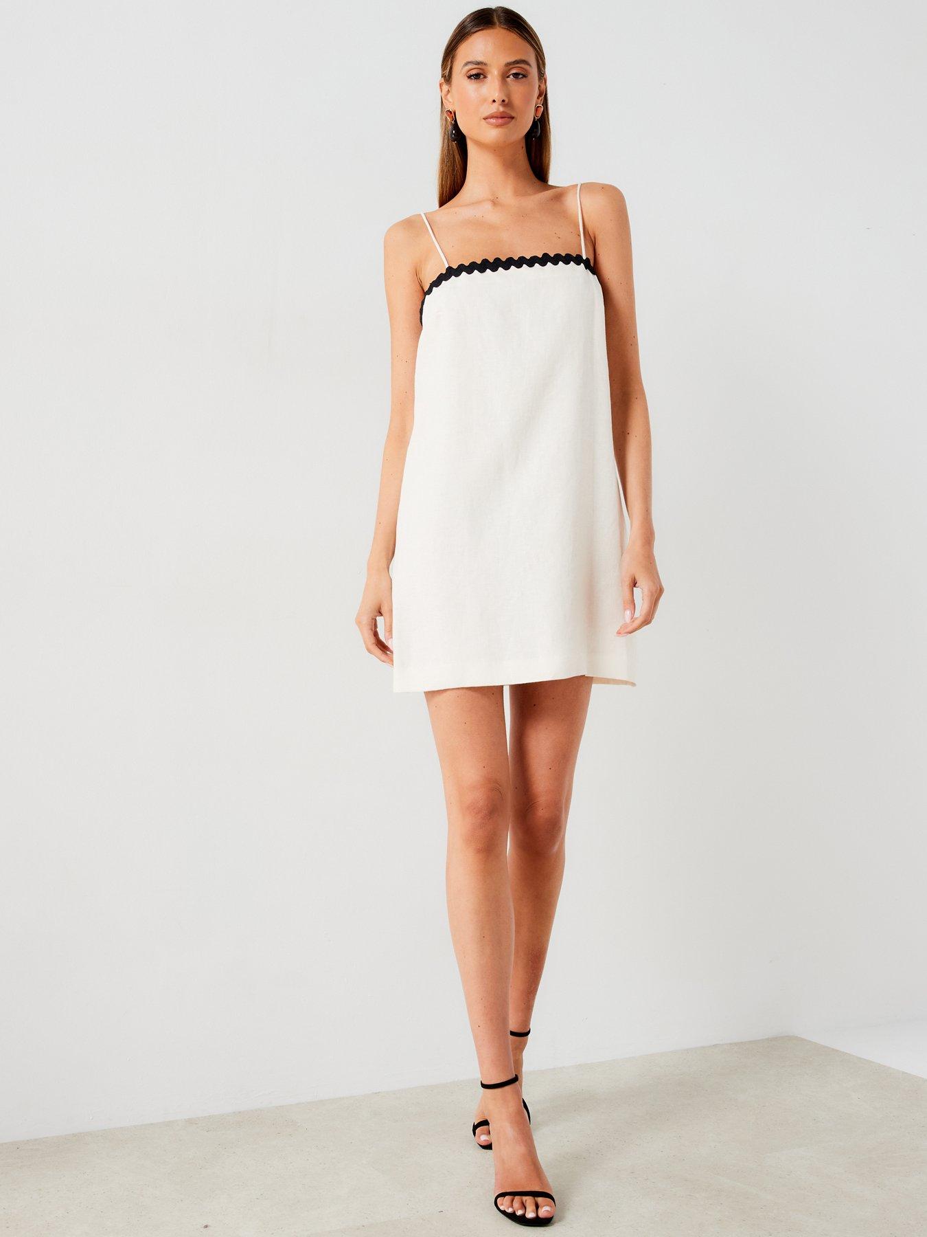 Mango Linen Dress With Contrasting Details | Very
