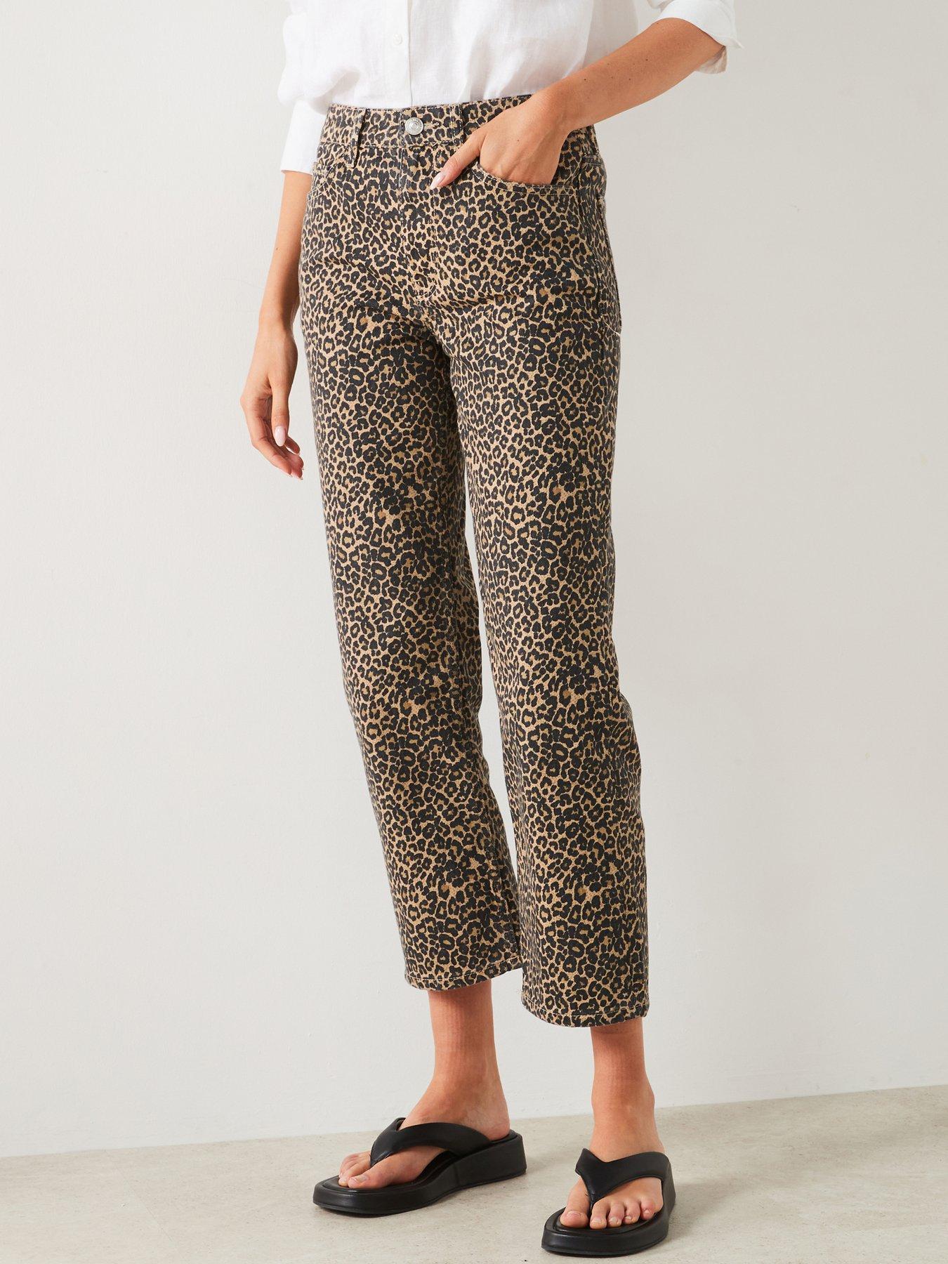 Mango Straight Leopard Print Cropped Jeans | Very