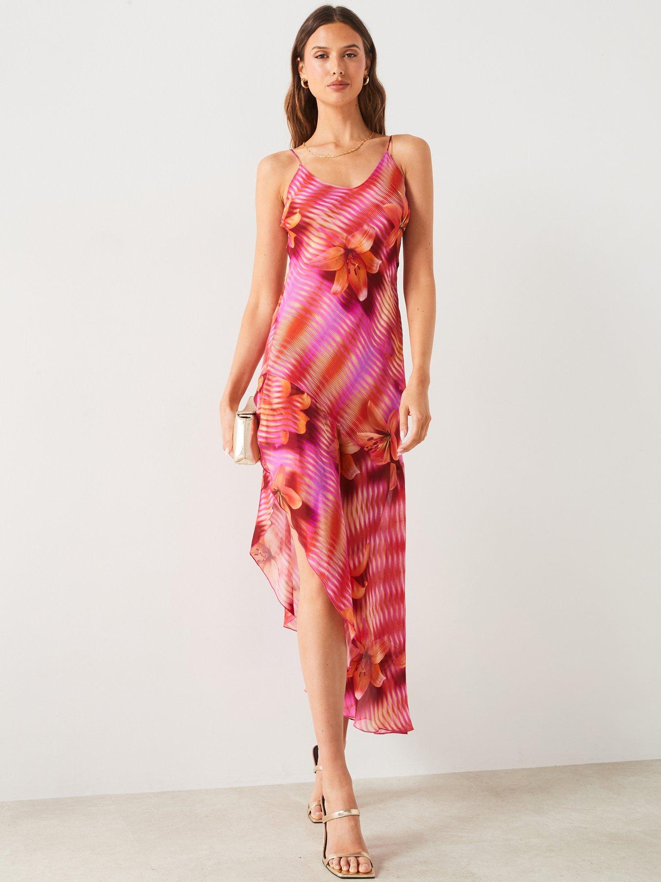 Mango Pink All Over Print Strappy Midi Dress | Very