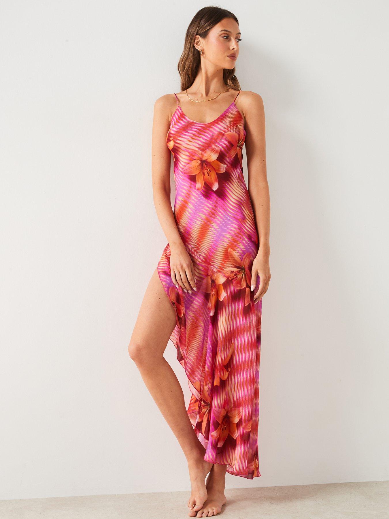 Mango Pink All Over Print Strappy Midi Dress | Very