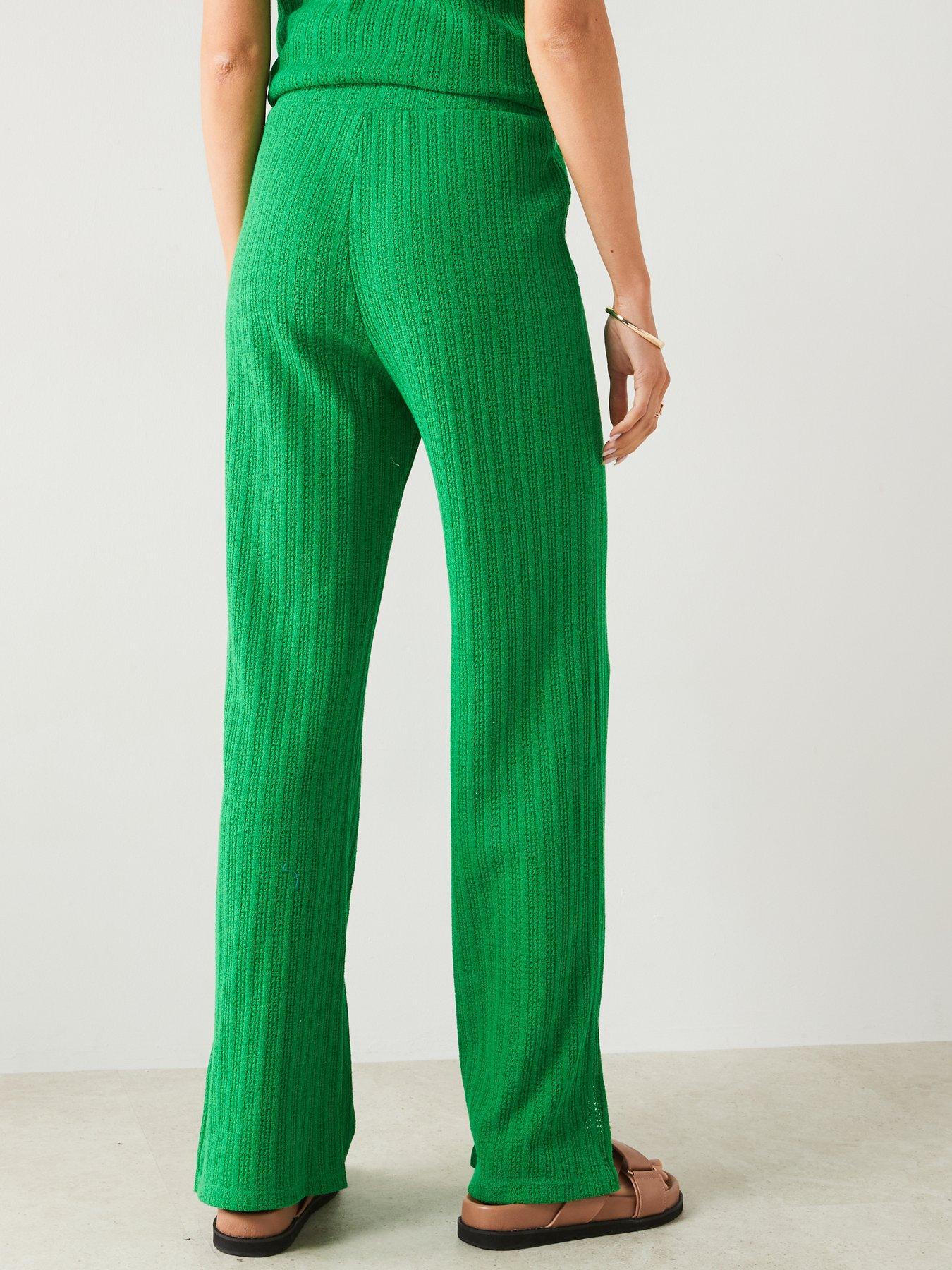 Mango Green Straight Crochet Trousers | Very