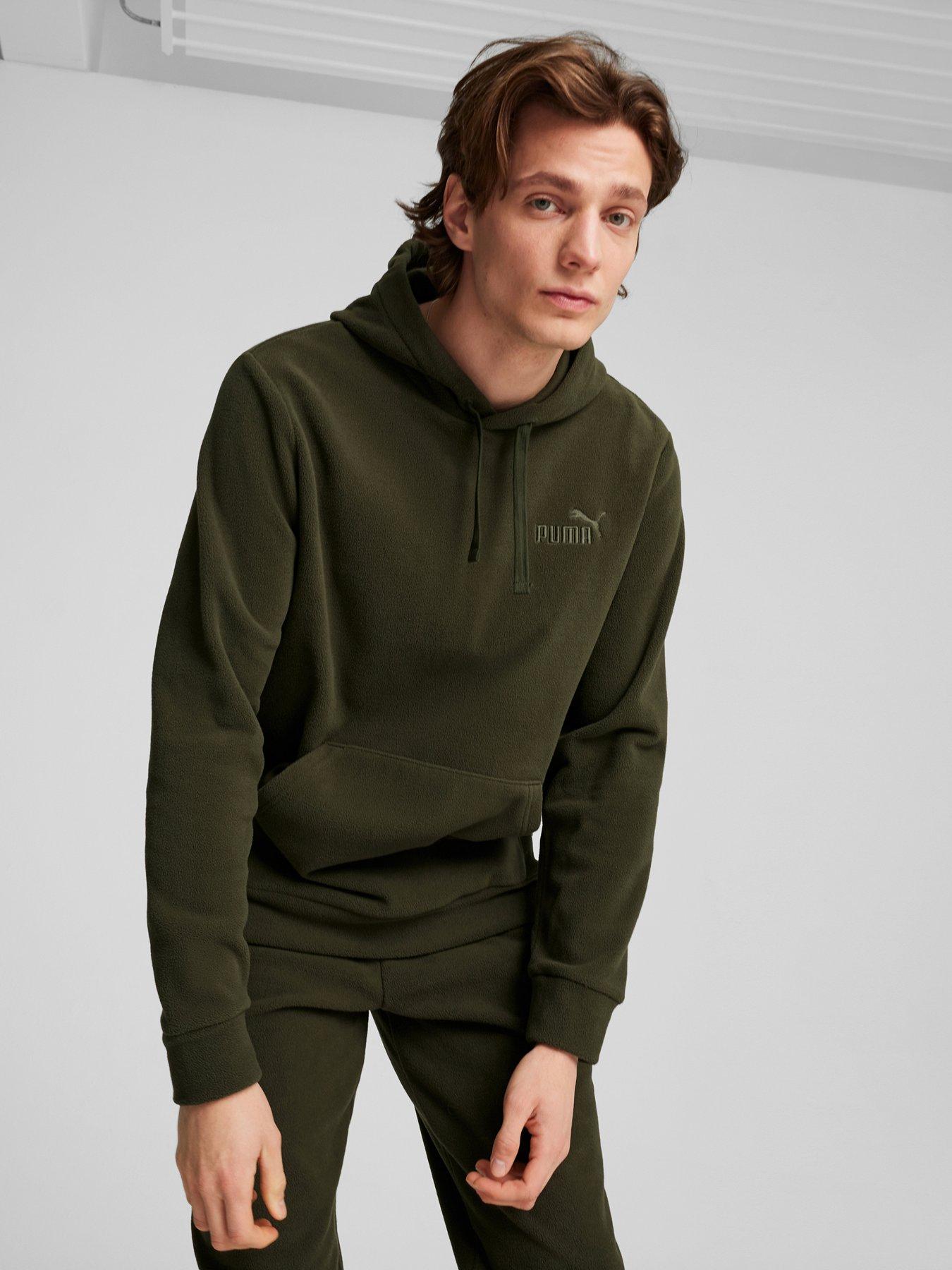 Puma Men's Essentials Elevated Polarfleece Hoodie - Green | Very