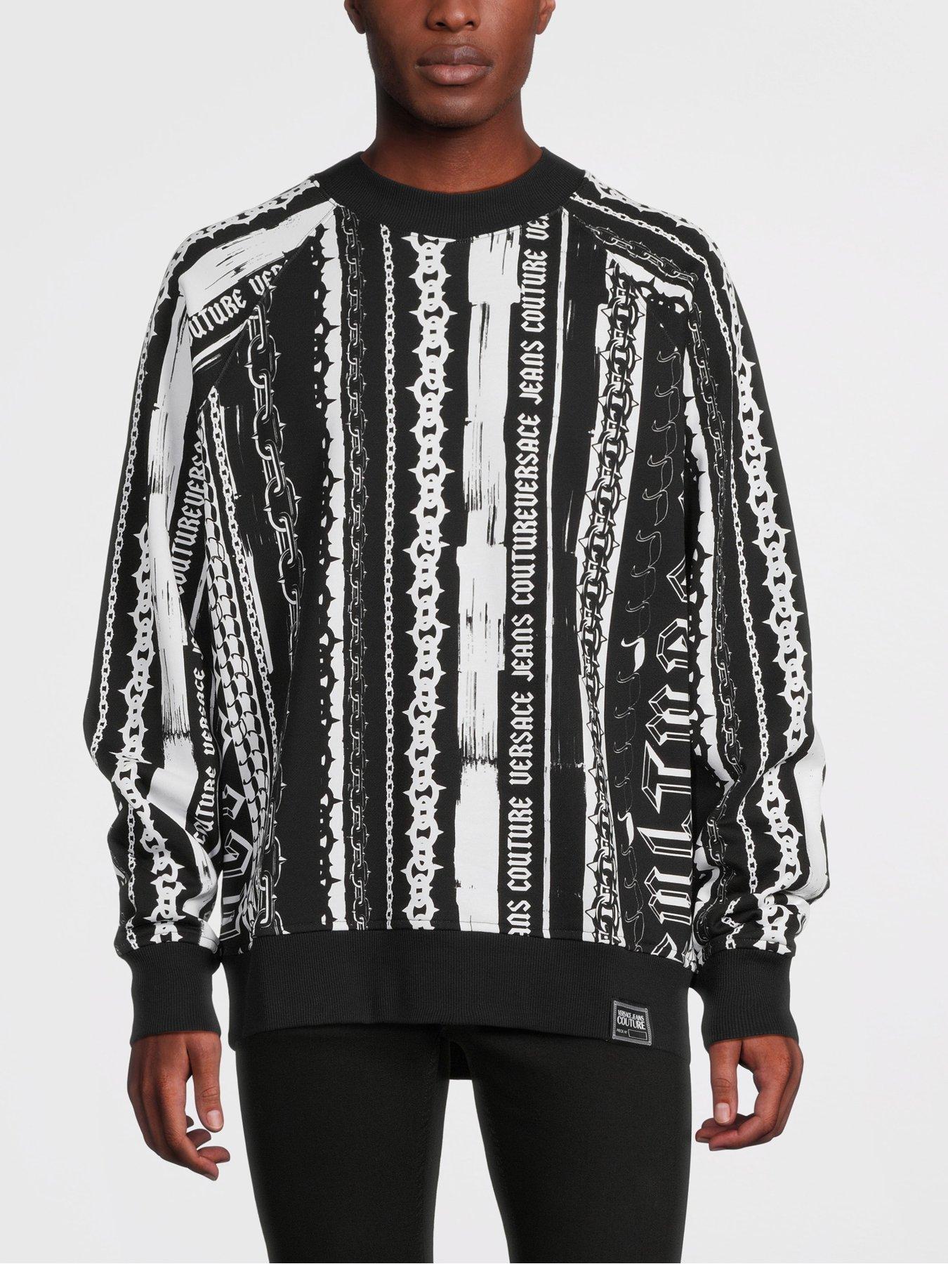 Versace Jeans Couture Monogram Chains Crew Neck Sweatshirt - Black ...