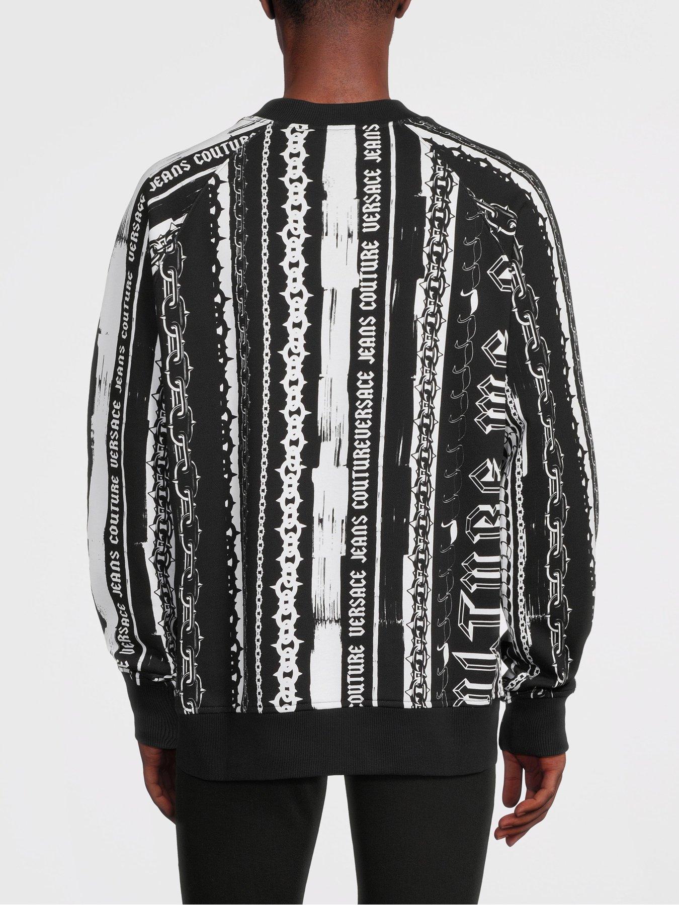Versace Jeans Couture Monogram Chains Crew Neck Sweatshirt - Black ...