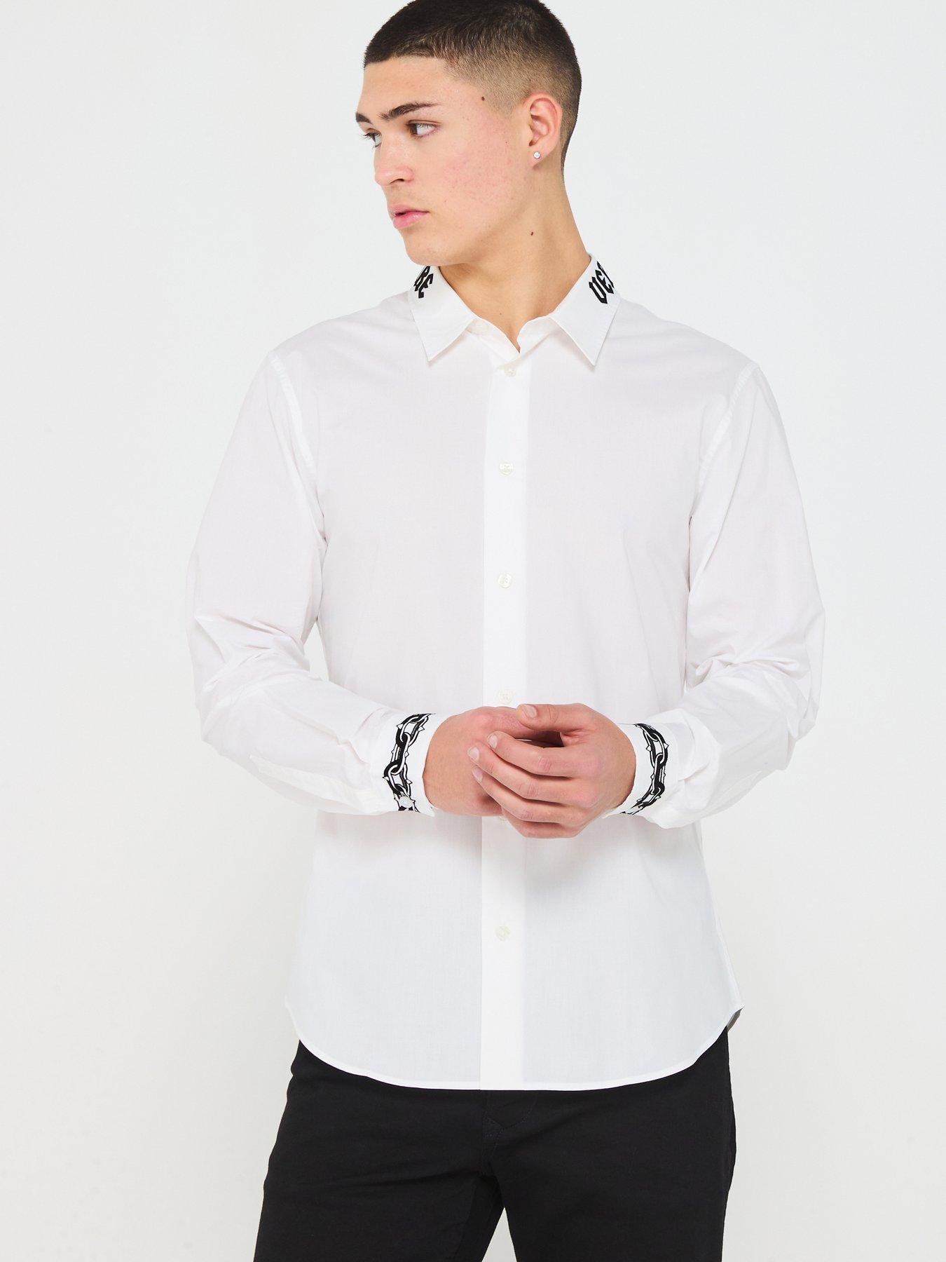 Versace Jeans Couture Gothic Contrast Collar Shirt - White | Very