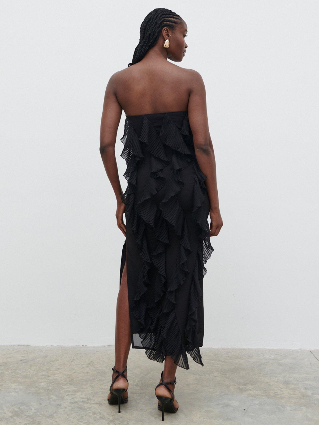 Pretty Lavish Perla Bandeau Ruffle Midaxi Dress - Black | Very